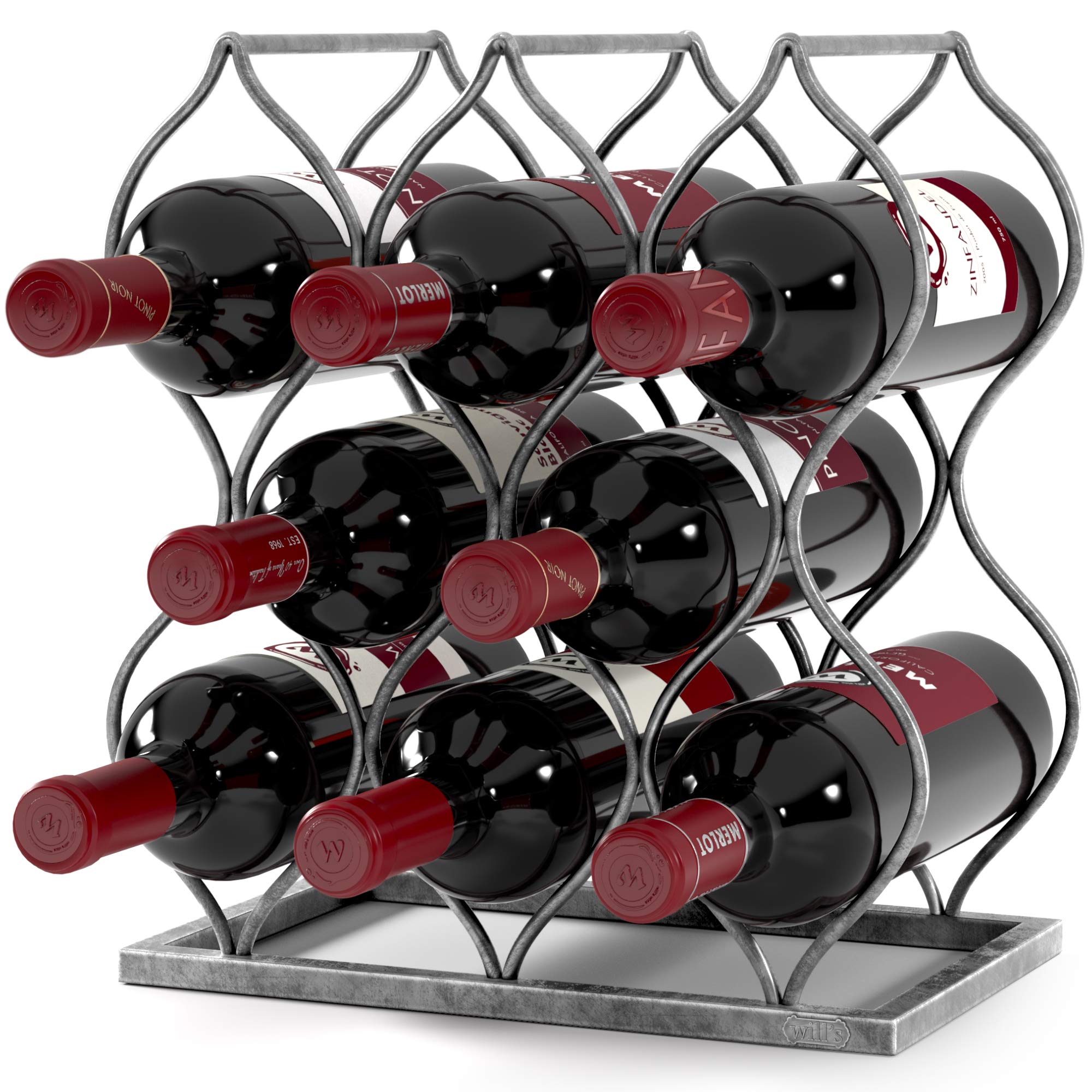 will's Tabletop Wine Rack - Imperial Trellis (8 Bottle, Silver) ā Freestanding countertop Wine Rack and Wine Bottle Storage, Perfect Wine Gifts and Accessories for Wine Lovers, no Assembly Required