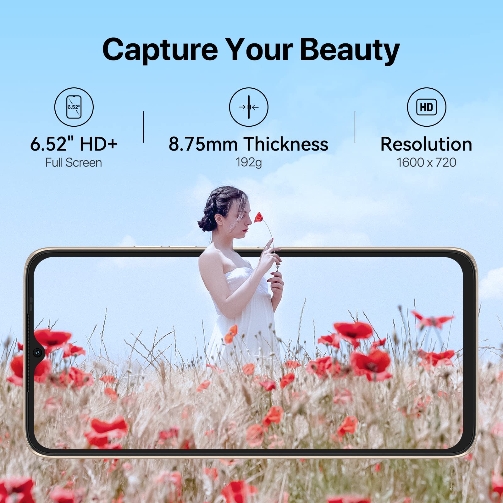 UMIDIGI C1 Unlocked Smartphone,Android 12 GO 3GB+32GB 256GB Expandable Cell Phone 5150mAh Battery with 6.52" Full Screen T-Mobile Smartphone 13MP Camera Mobile Phone