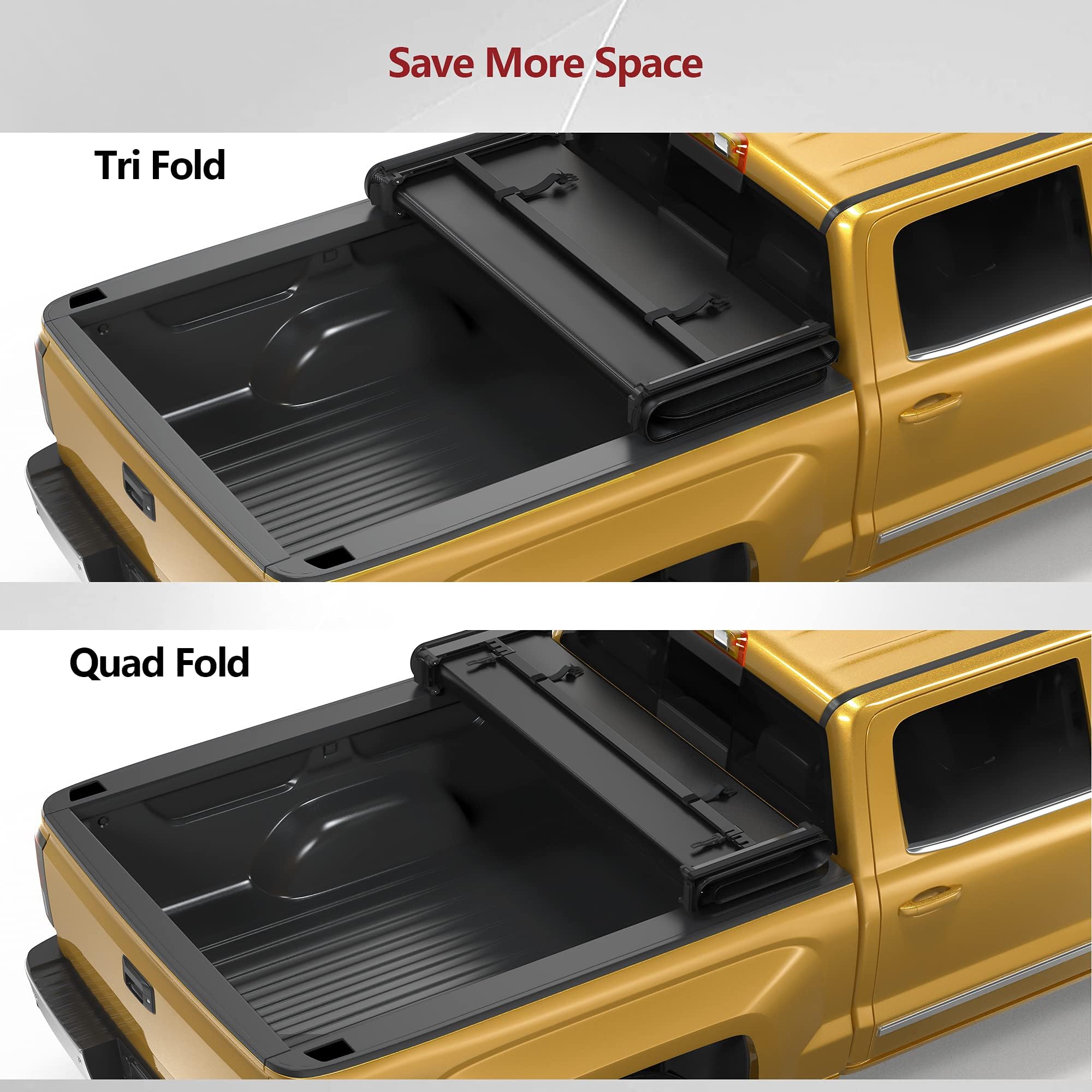 YITAMOTOR Soft Quad Fold Truck Bed Tonneau Cover Compatible with 2009-2014 Ford F150 F-150, Styleside 6.5 ft Bed