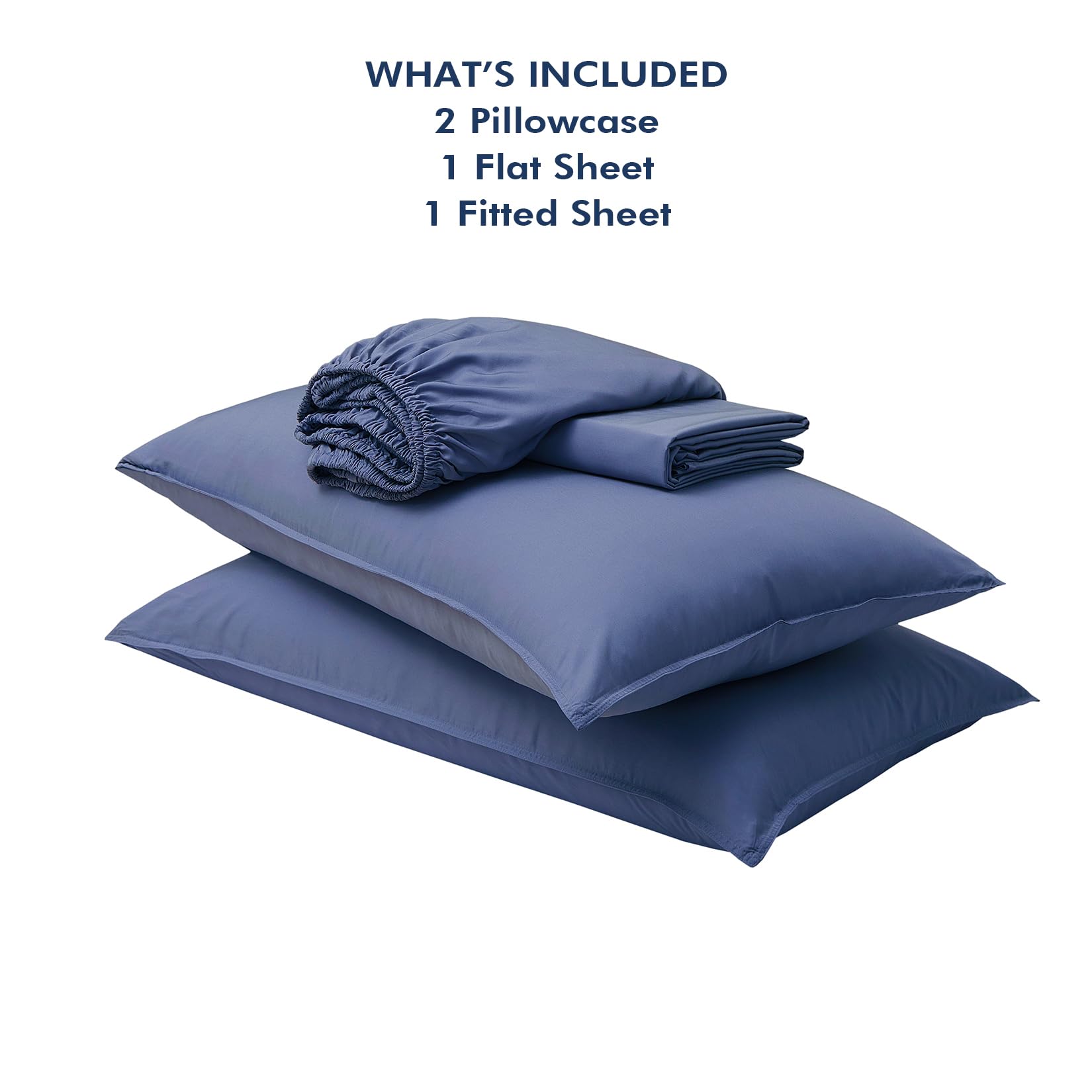 WODFAMY Cooling Breathable Rayon Full Size Bed Sheets Set 225 Thread Count Super Silky Soft Bedding Sheet Sets with 16 Inch Deep Pocket, 4 Piece Grey Blue