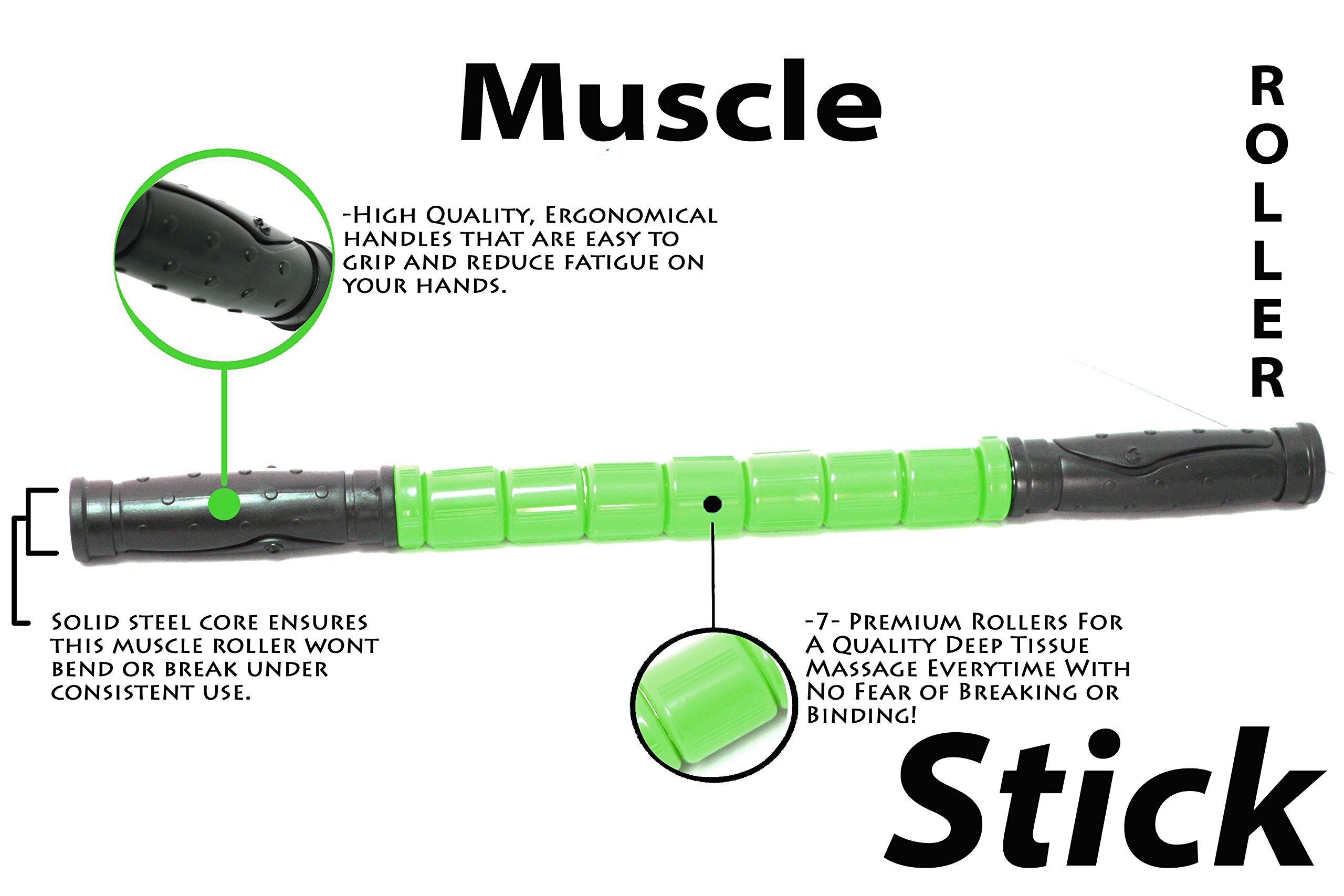 The Stick Massage Roller Original | Muscle Roller Massage Stick for Legs | Exercise Roller Massage Tools for Sports Athletes and Runners 17.75" - Original Green