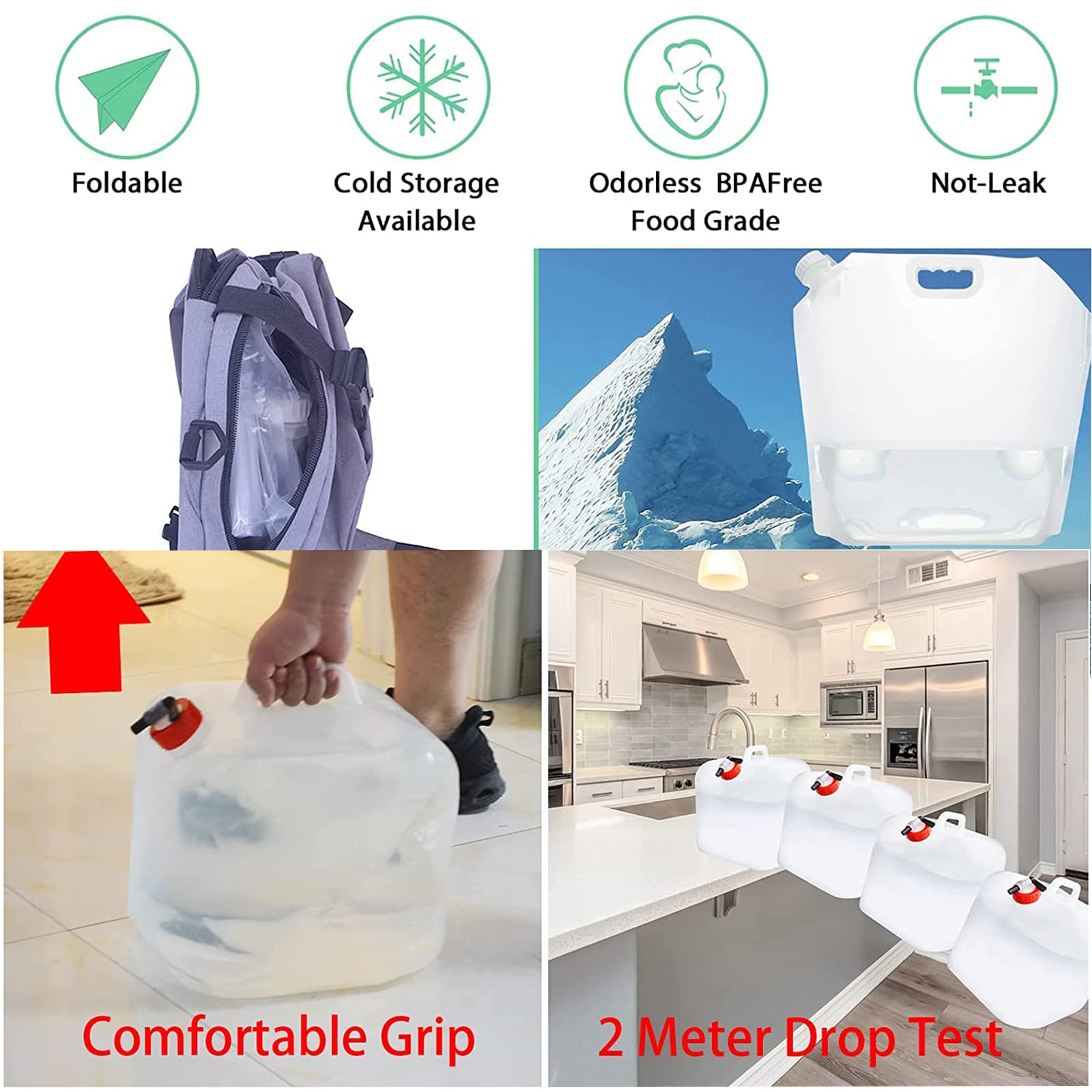 WMXWAN 122Gallon/16PCS×2.6Gal 15PCS×5.3Gal Water Storage Containers, Emergency Water Storage,Collapsible Water Containers bag, Water Hydration Bladder For Fishing, Camping, Hiking&Survival Ki