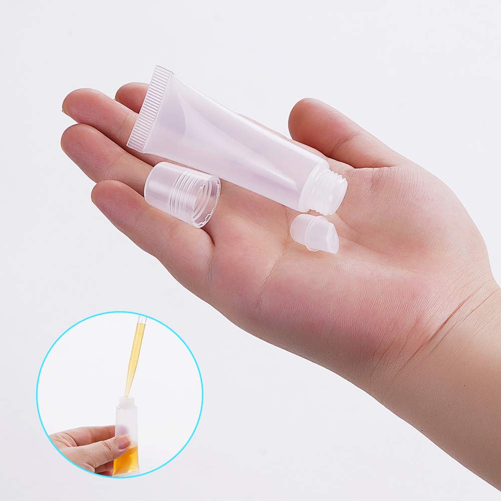 TDHDIKE 50pcs 10 ml Lip Gloss Tubes, and 100pcs 3ml Disposable Graduated Plastic Transfer Pipettes, Basic Essential Bottles for DIY Lip Gloss Balm/Cosmetic