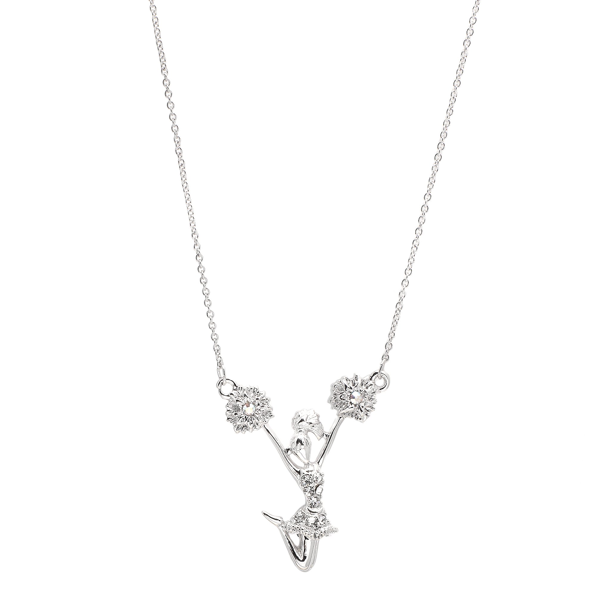 Spinningdaisy Crystal Cheerleader Charm Necklace (Cheerleader With Pom poms)