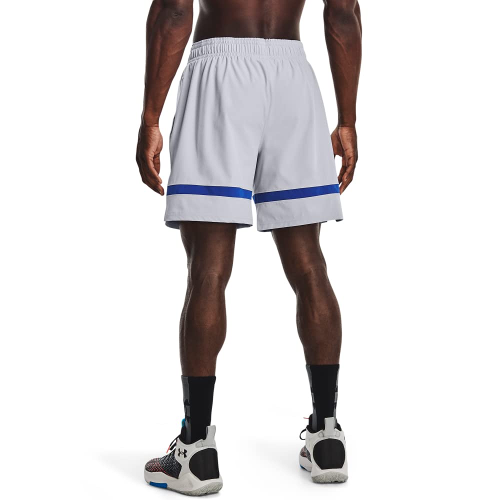 Under Armour Men's Baseline Woven 7" Basketball Short, (011) Mod Gray/White/White, Large