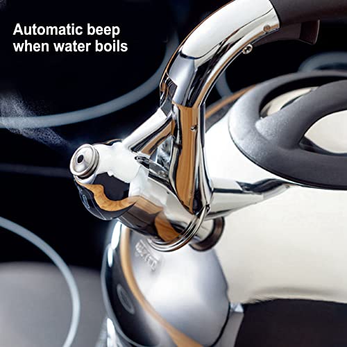 Whistling Tea Kettle Large Capacity 304 Stainless Steel with Fast Heating and Ergonomic Handle for Home Office (2.3L)