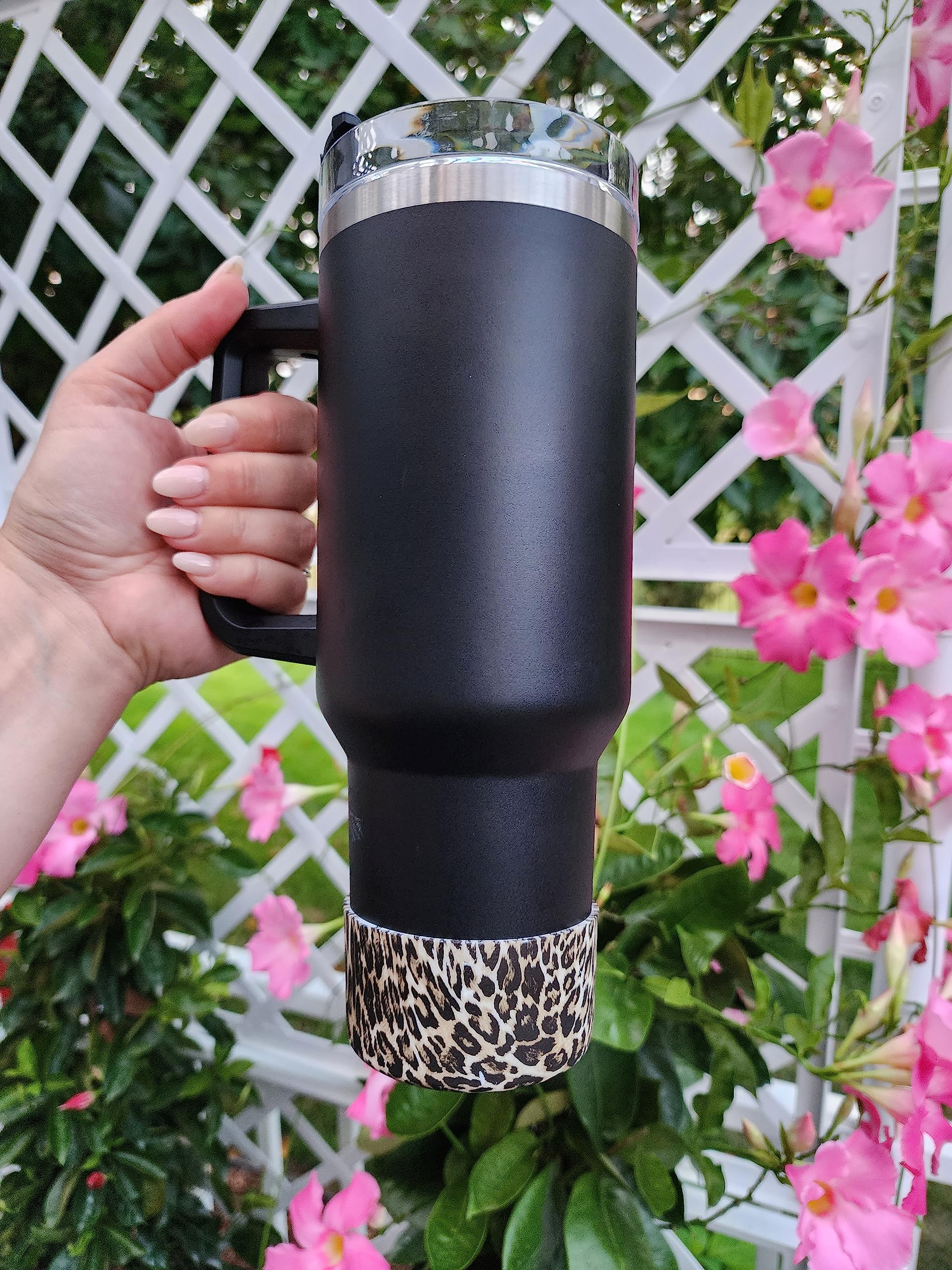 Wolf Creek Group 2 PC Silicone Boots for Stanley Tumblers | Simple Modern | Blender Bottle, Easy to Use & Clean, Ideal for Active Lifestyles (Leopard/GoldSparkle)