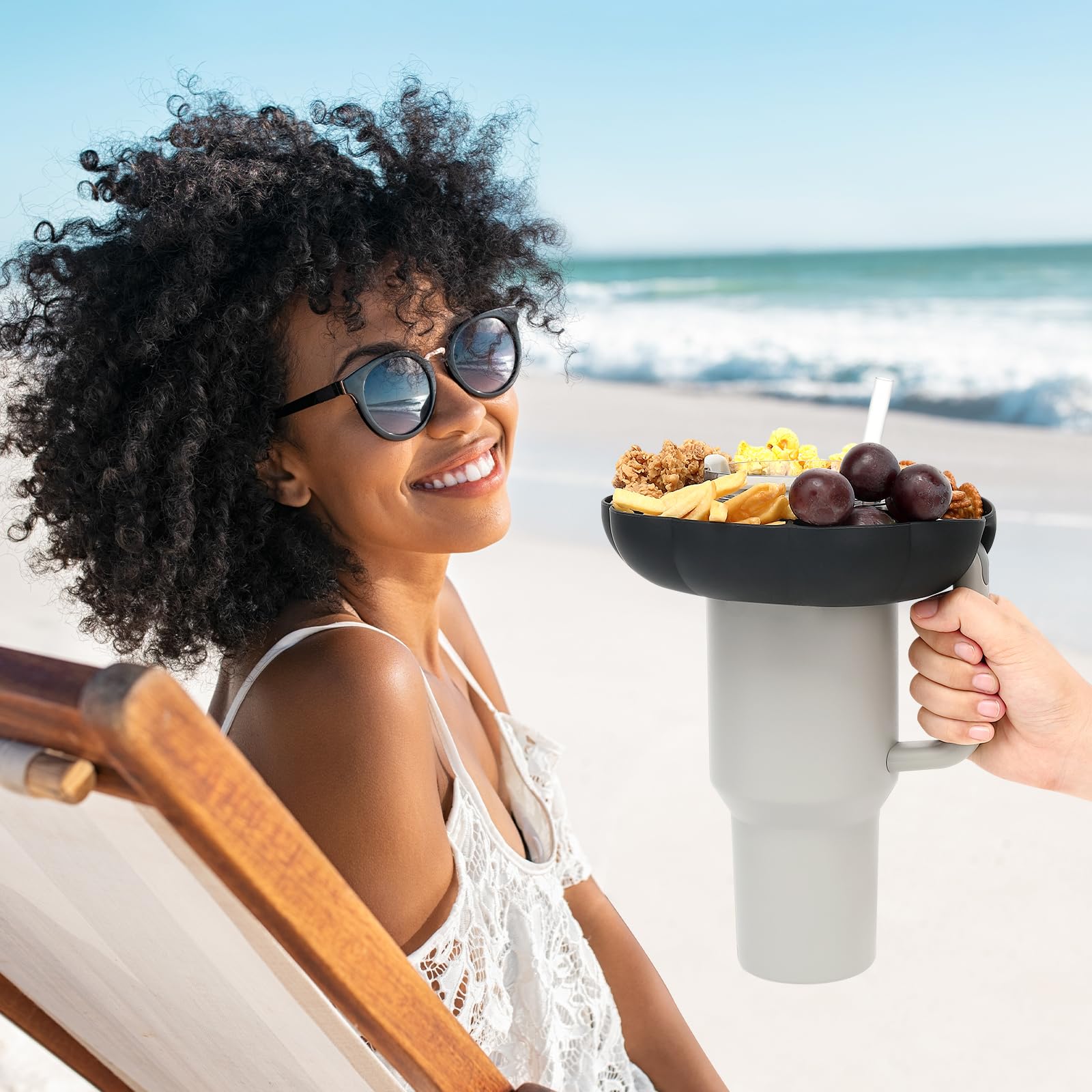 Snack Tray for Stanley 40 oz Tumbler with Handle, Reusable Snack Bowl Compatible with Stanley Cup 40oz with Handle, Portable Snack Ring Container for Stanley 40oz Tumbler Accessories