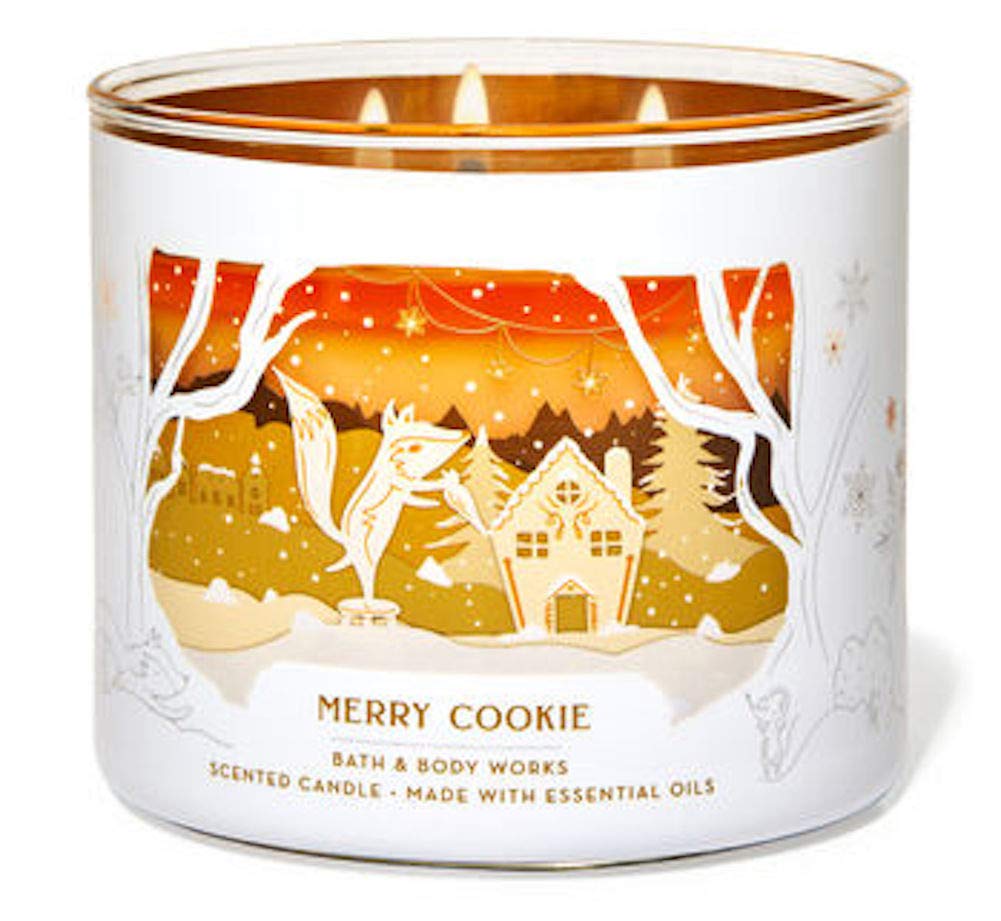 White Barn Bath & Body Works 3-Wick Scented Illuminating Candle in Merry Cookie (2020)