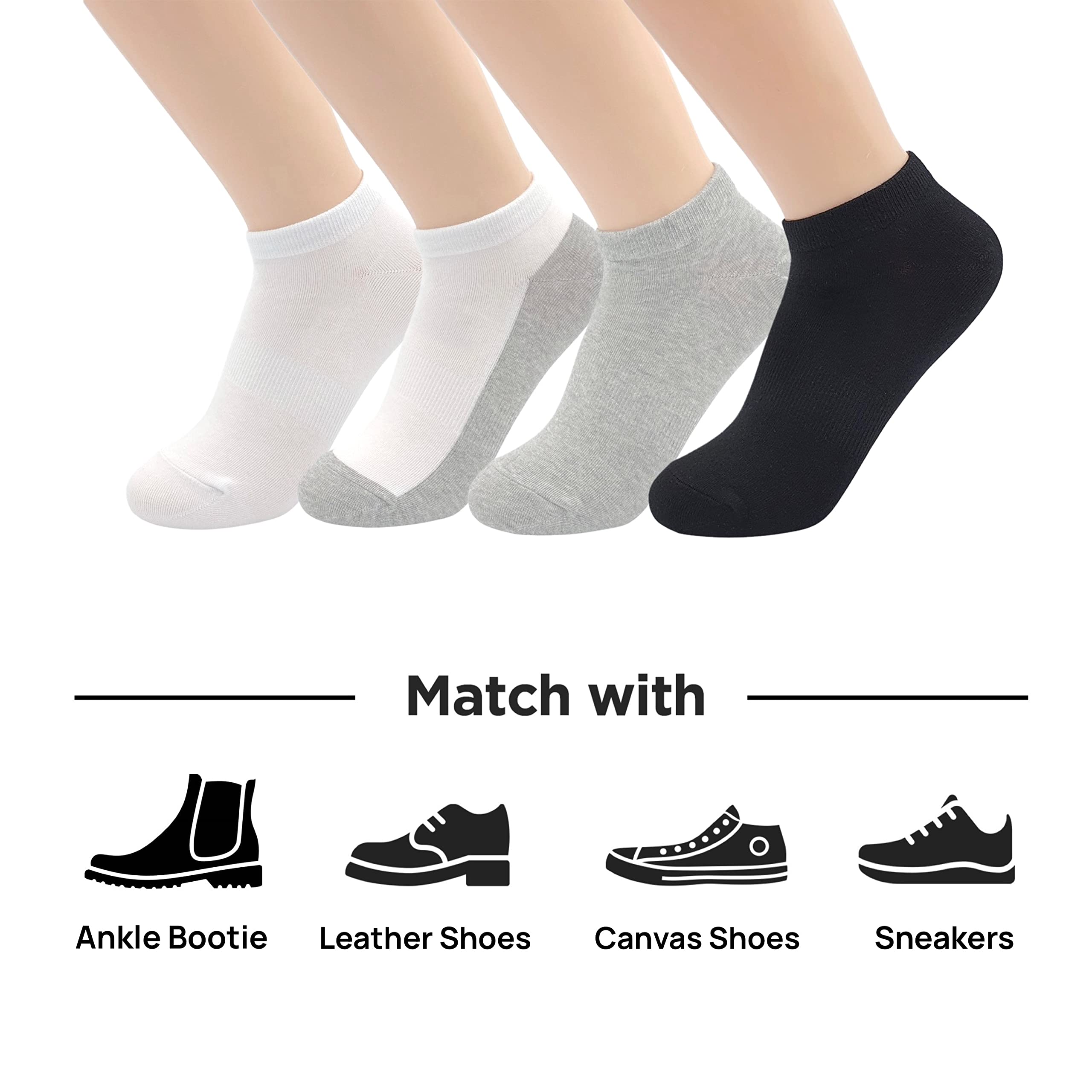 Yoon's PICK No Show Low Cut Cotton Casual Athletic Ankle Socks for Men and Women (6pairs) (as1, alpha, s, m, regular, regular, Black)
