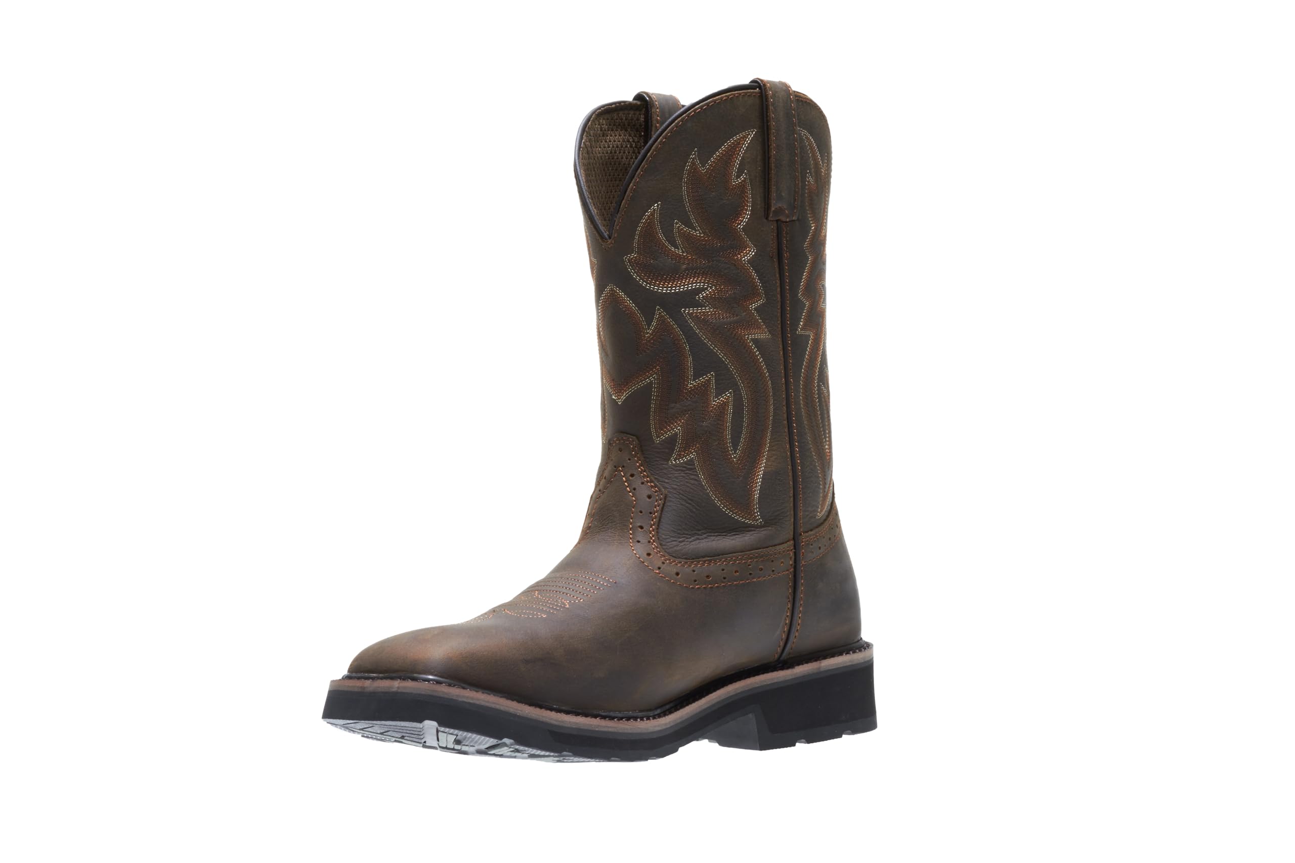 Wolverine men's Rancher Steel Toe 10in Work Boot, Dk Brown/Rust, 9