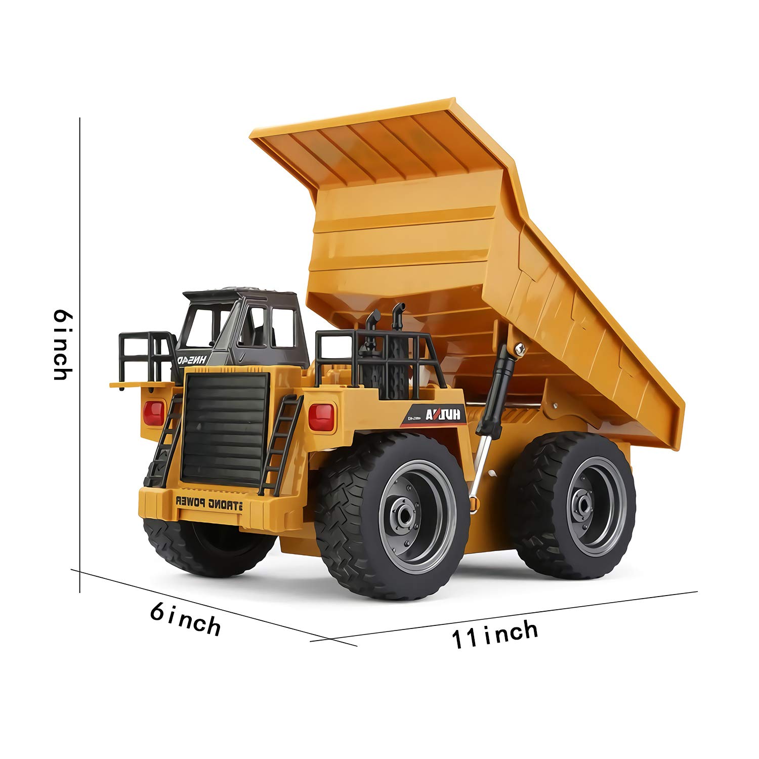 TEMA1985 Remote Control Truck, 1/18 Scale 6 Channel 2.4Ghz RC Dump Truck Construction Vehicle Toy with LED Lights and Simulation Sound for Kids