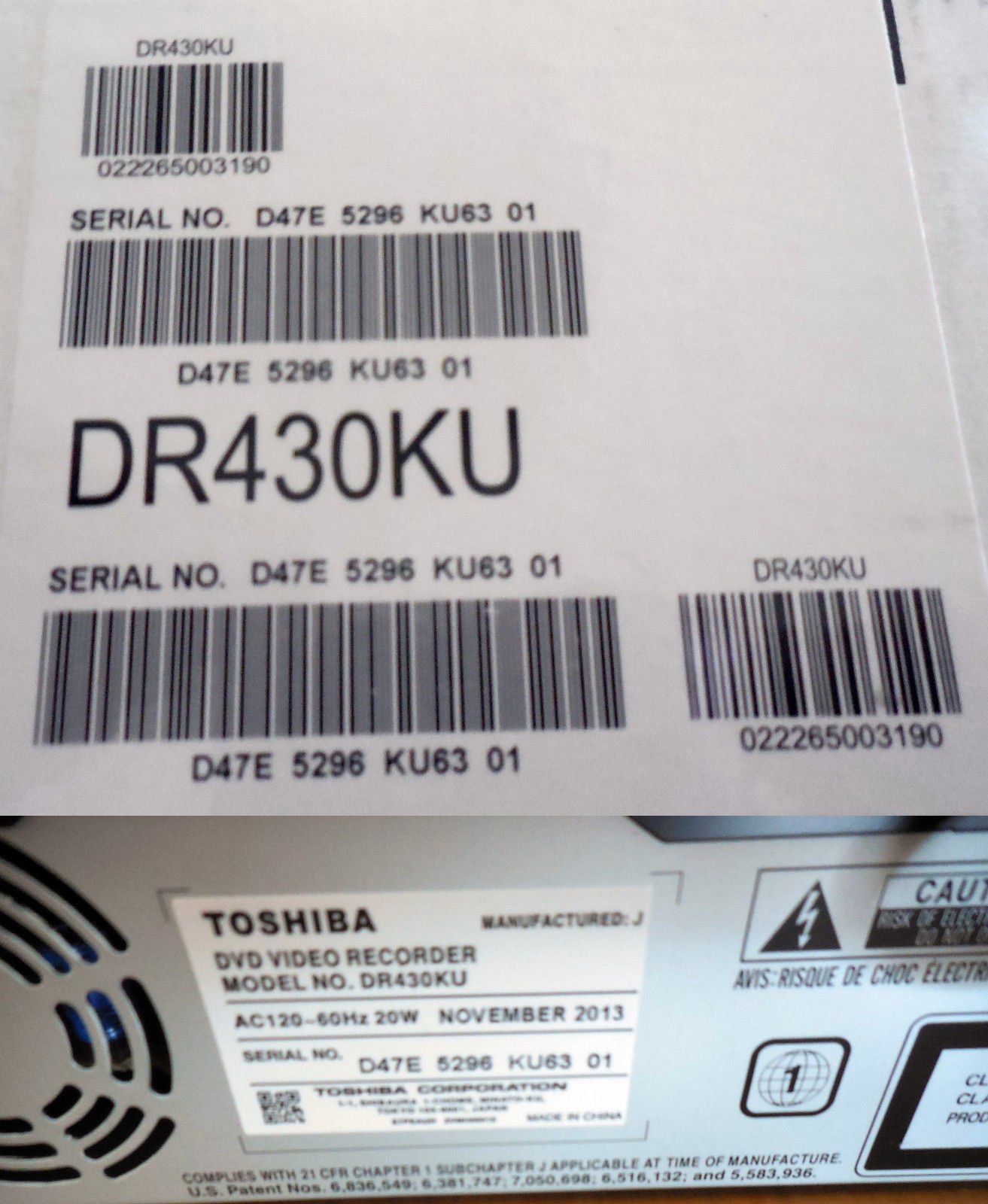 Toshiba DR430 DVD Recorder