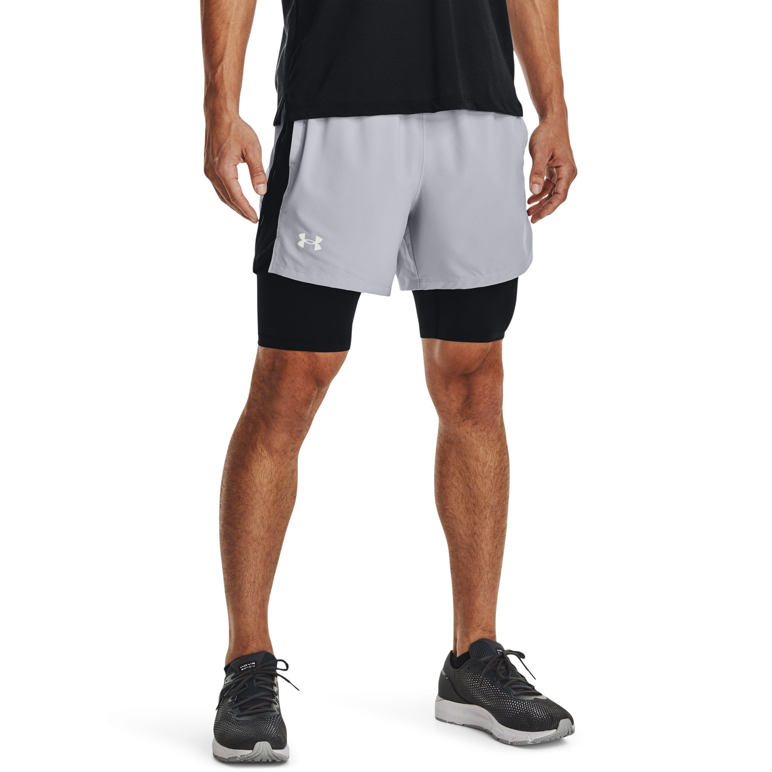 Under Armour Mens Launch Run 5-inch 2-in-1 Shorts, (011) Mod Gray/Black/Reflective, X-Large