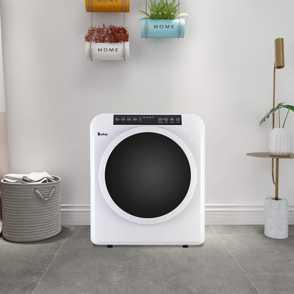 Winado Compact Laundry Dryer 13.2lbs Capacity, 3.5 cu.ft Portable Clothes Dryer, Front Load Dryer w/LCD Touch Screen, Stainless Steel Drum, Exhaust Pipe for Apartment Home Dorm 120V 1300W