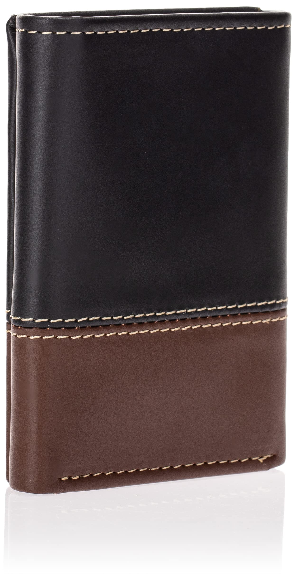 Timberland mens Leather Trifold Wallet With Id Window, Black/Brown (Hunter), One Size
