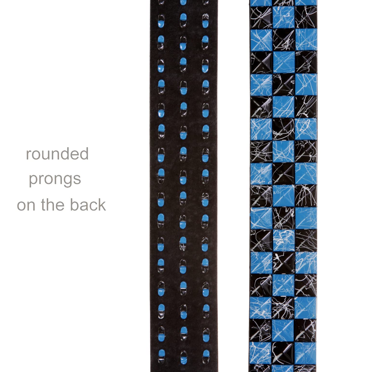 Snap On 1 1/2" Blue & Black Checkerboard Punk Rock Studded Belt, m 33"-35"
