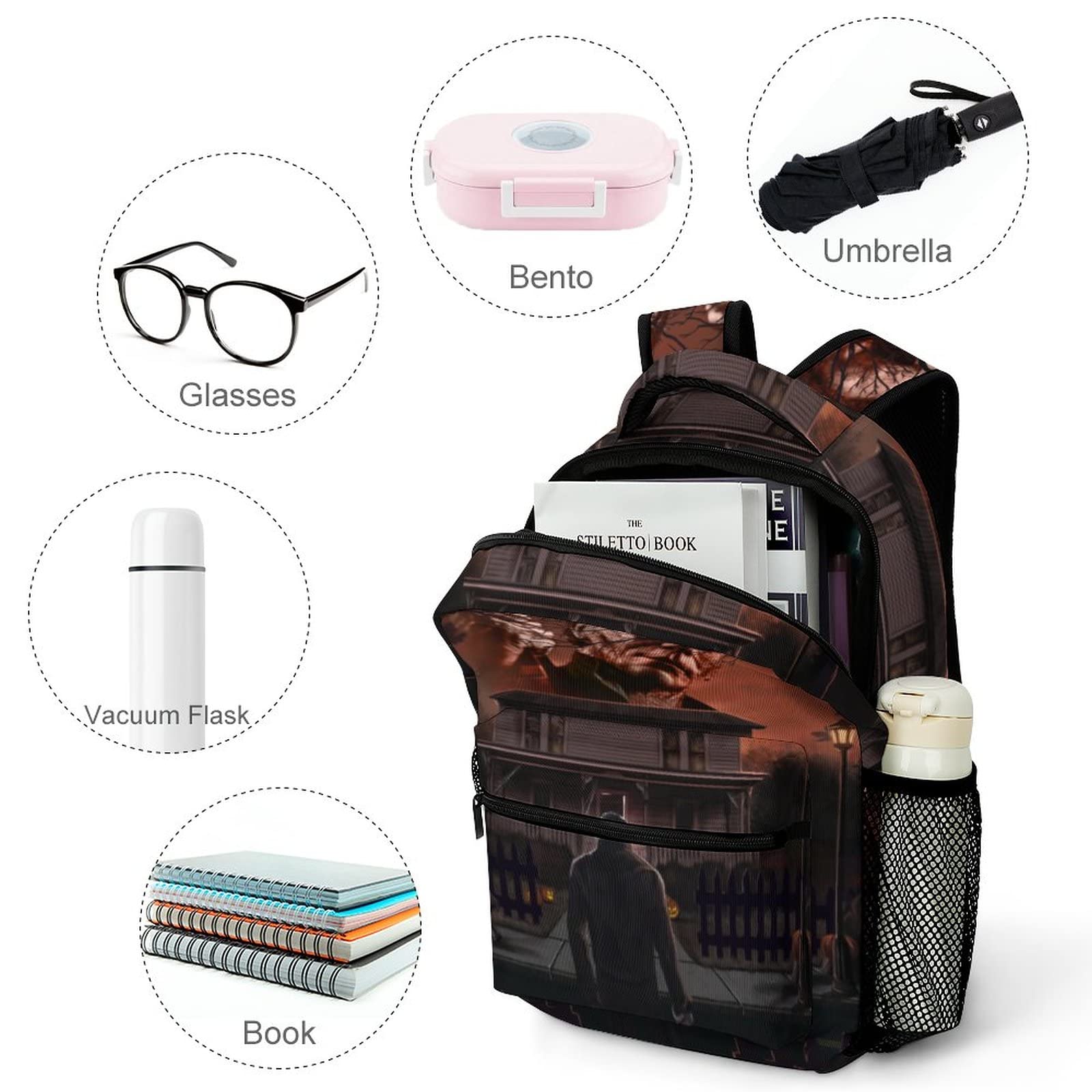 Unisex Adult Backpack Michael Halloween Myers Bag Large Storage Rucksack Fashion Travel Bag Classical Basic Business Computer Bag