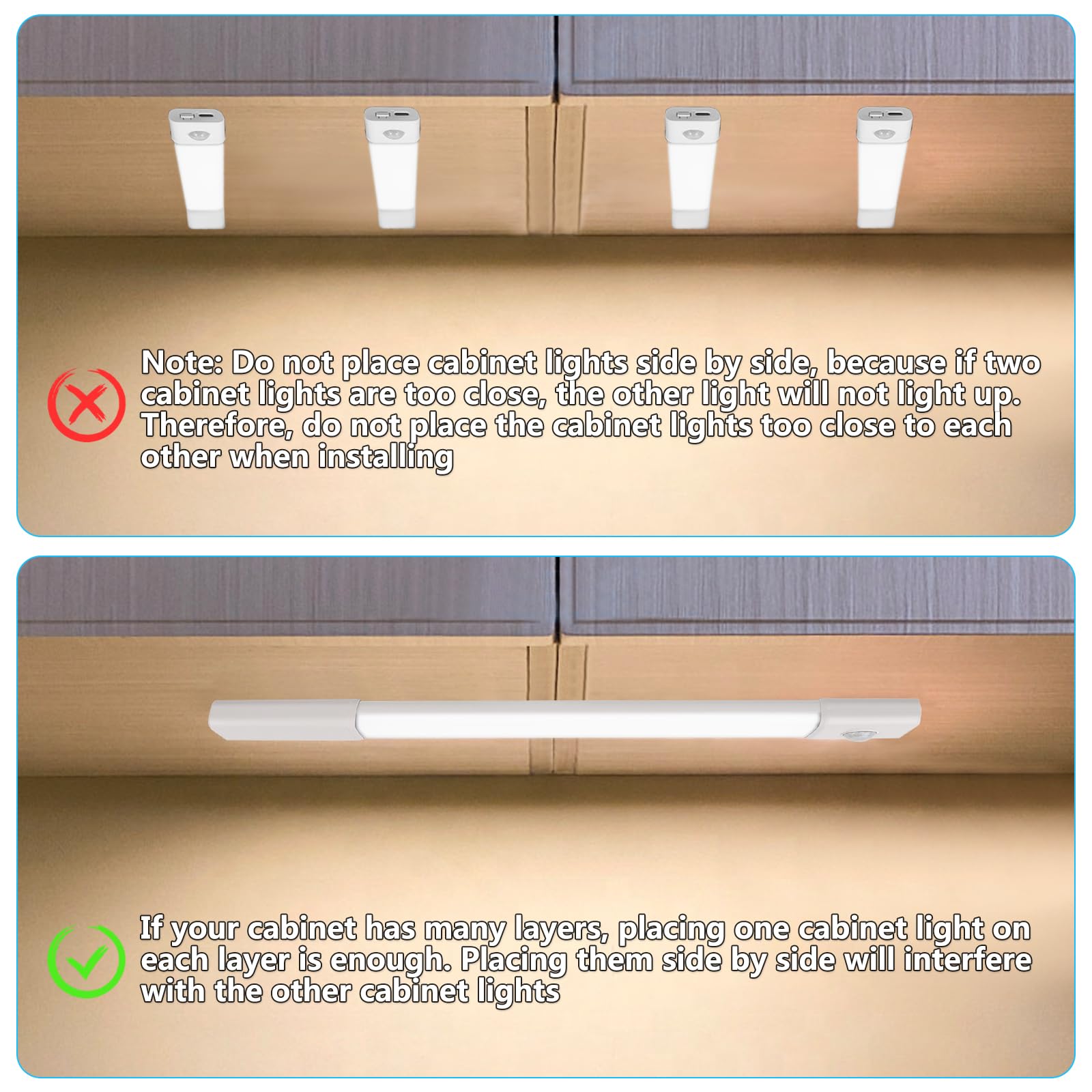 ZZENRYSAM Motion Sensor LED Closet Lights, Under Cabinet Lights, Battery Operated Cabinet Lighting, USB Rechargeable Magnetic Wireless Under Counter Lights for Kitchen, Stairs, Hallway(Type A, 2 Pack)