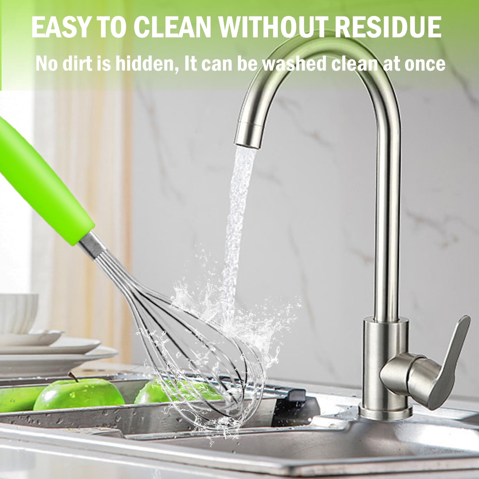 Sneosnai# Stainless Steel Manual Egg Beater For Household Kitchens, Suitable For Mixing, Patting, And Stirring, Hand Whisk, Green