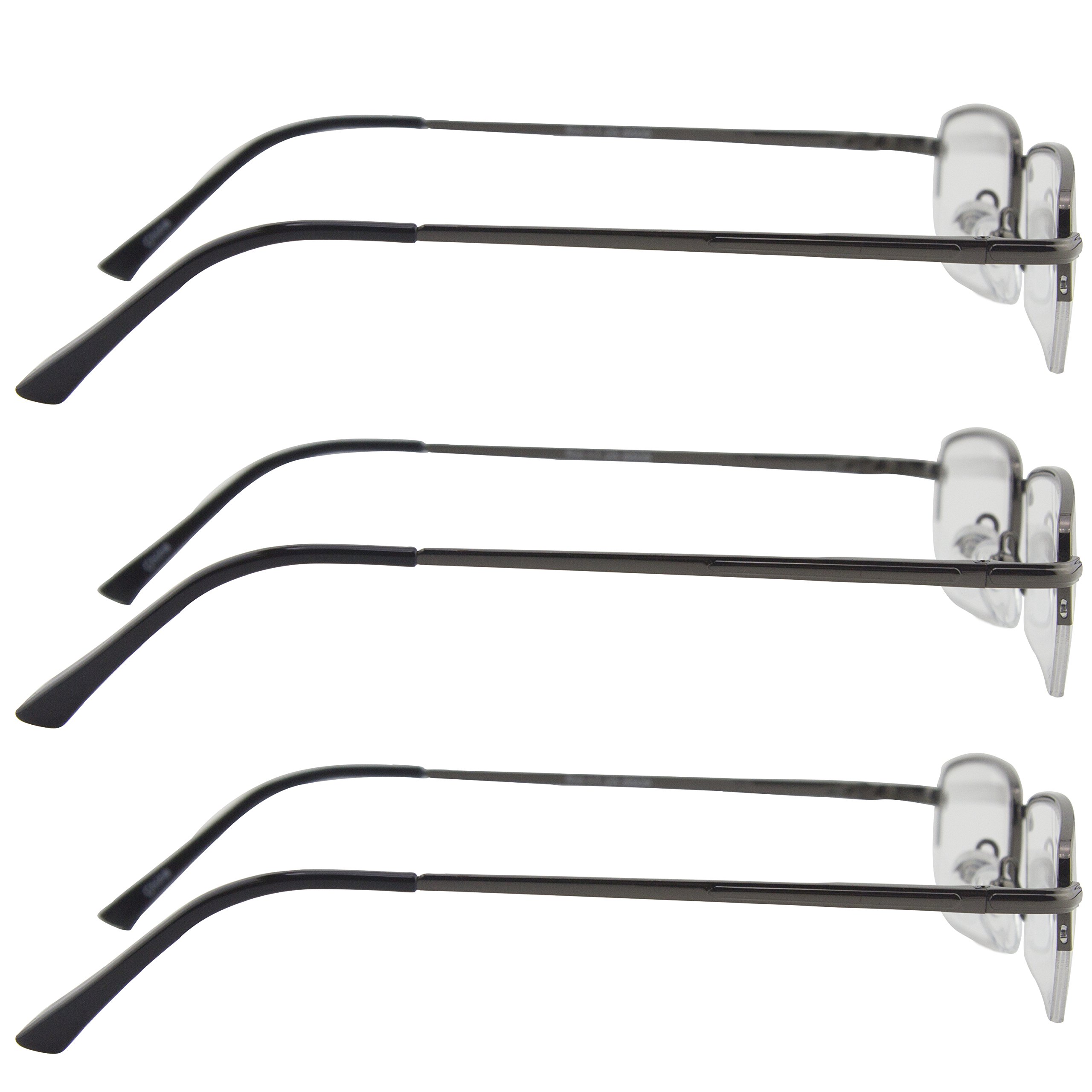 TruVision Readers 3 Pk - Gunmetal Metal Frames and Clear Acrylic Lenses 1.50