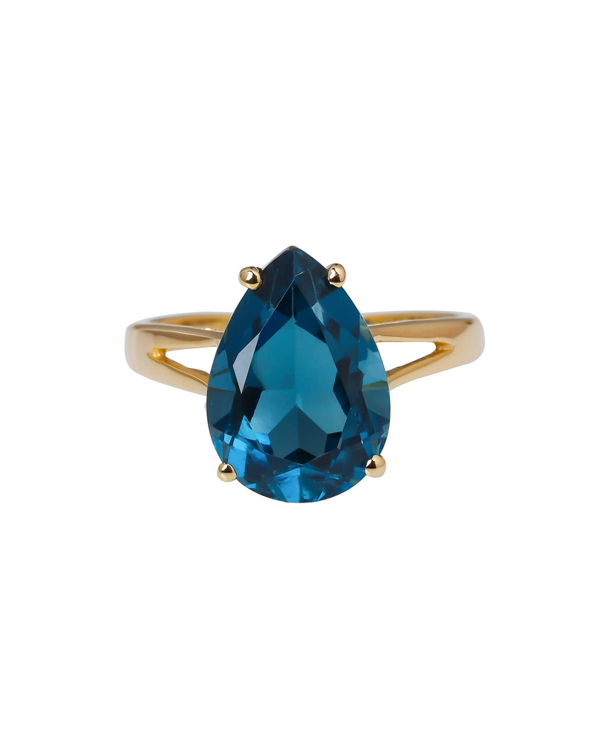 YoTreasure 13x9 MM London Blue Topaz 14k Gold Over 925 Sliver Ring(8)