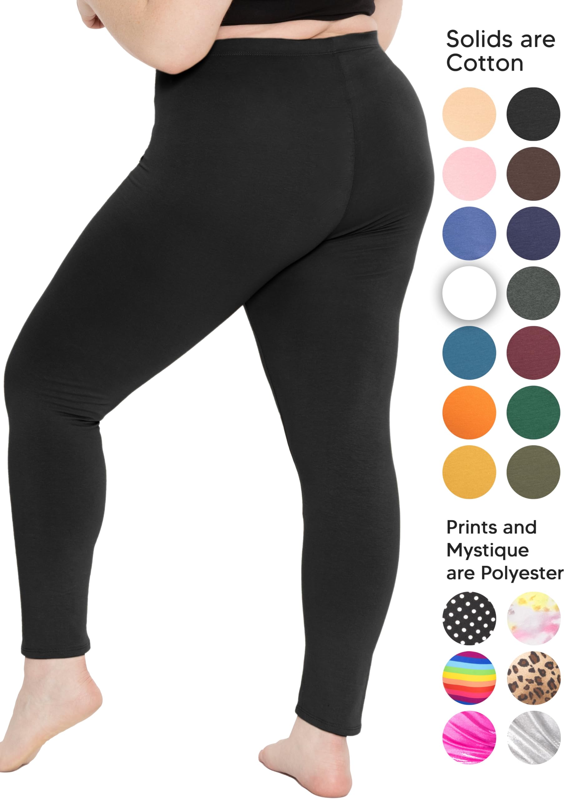 Women's Cotton Plus Size Leggings Black 4X
