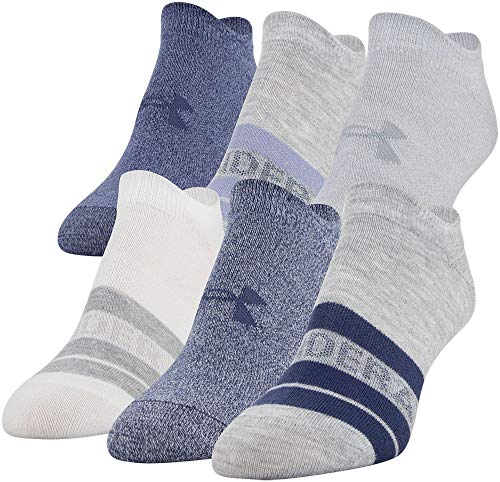 Under Armour Women's Essential 2.0 No Show Socks, 6-Pairs , Gray Heather Assorted , Medium