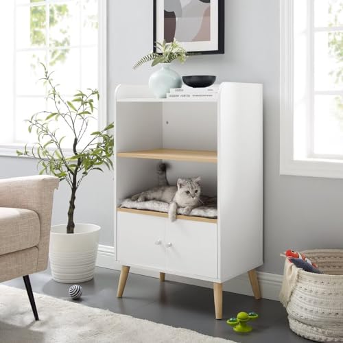 YUSTY 39 Inch Single Back Bookcase Cat Tree-Modern Style-Multifunctional Design-Premium Material-Machine Washable Cushion-Blends Well with Home Decor
