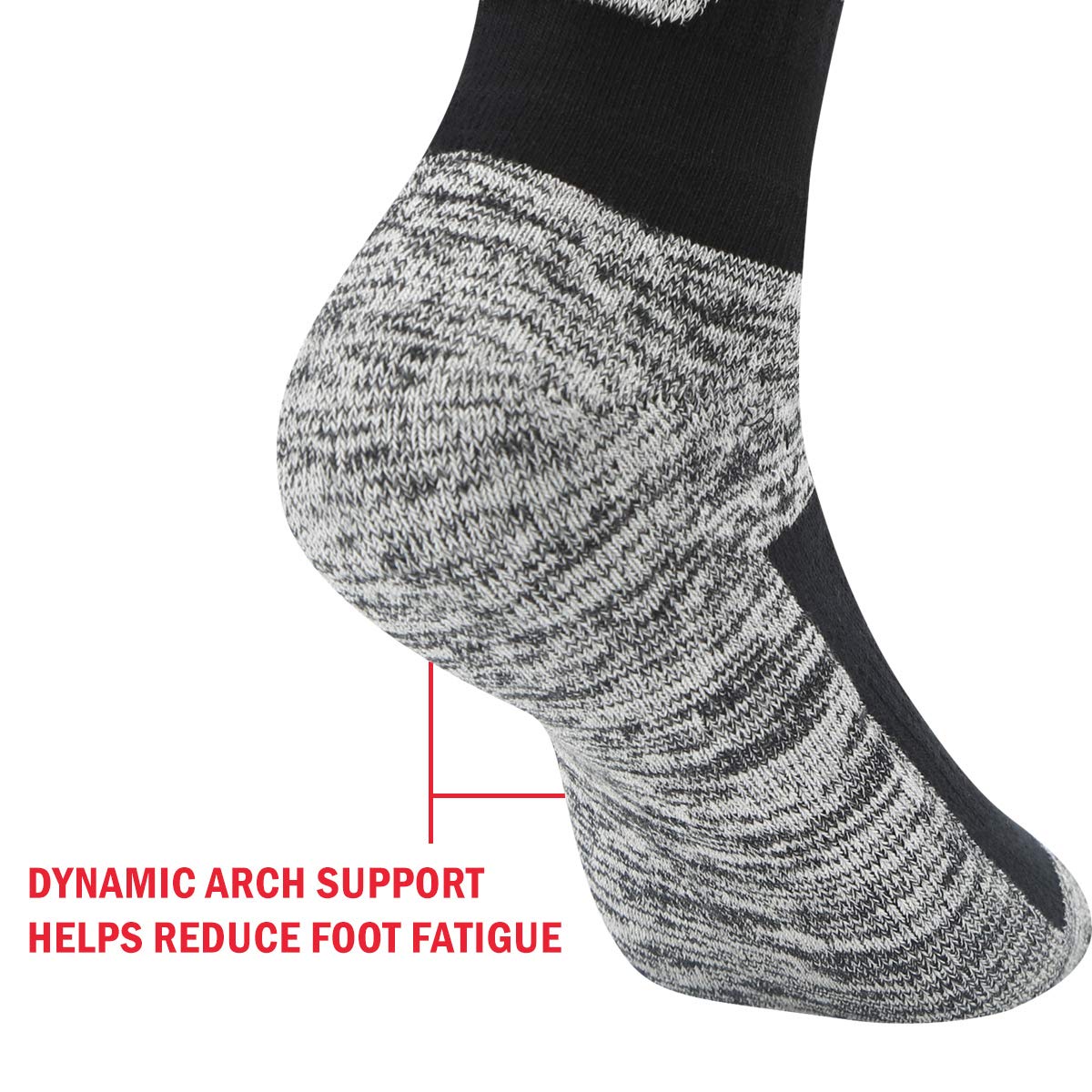 YUEDGE 5 Pairs Breathable Cotton Terry Cushioned Crew Athletic Socks Walking Hiking Socks Padded Thermal Work Boot Socks for Men 9-11