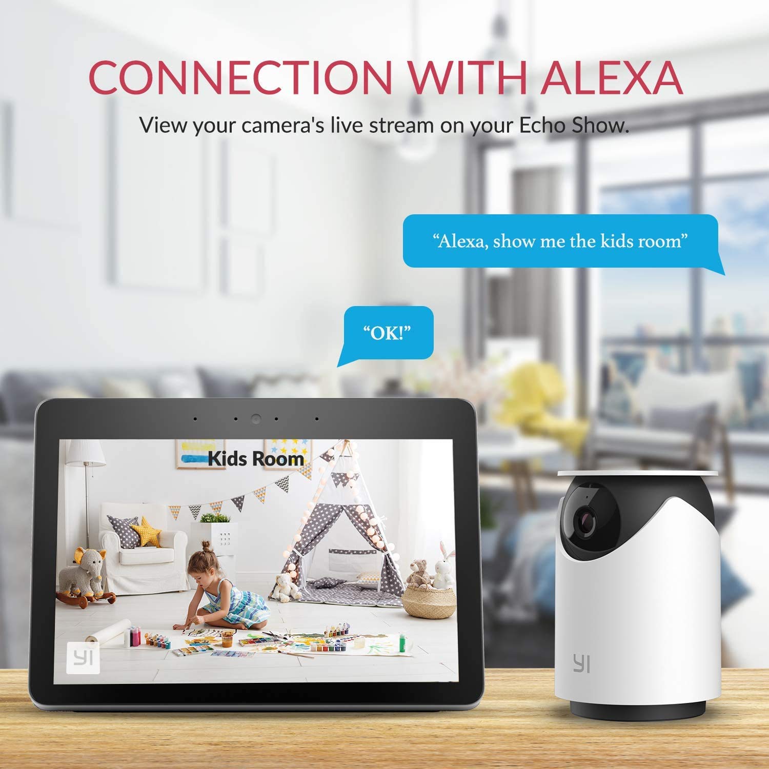 YI Pet Security Camera 1pc, 1080p 360-degree Pan-Tilt Smart Indoor IP Cam with Night Vision, 2-Way Audio, Motion-Tracking,Human Detection, Phone App, Compatible with Alexa and Google
