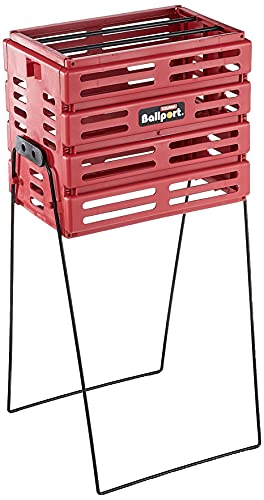 Tourna Ballport Tennis Ball Hopper Holds 80 Balls Durable and Lightweight – Red