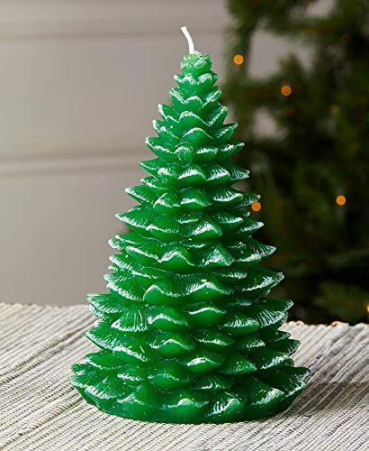 Unscented Decorative Green Christmas Tree Candle - Lighted Home Accent - 6.75"