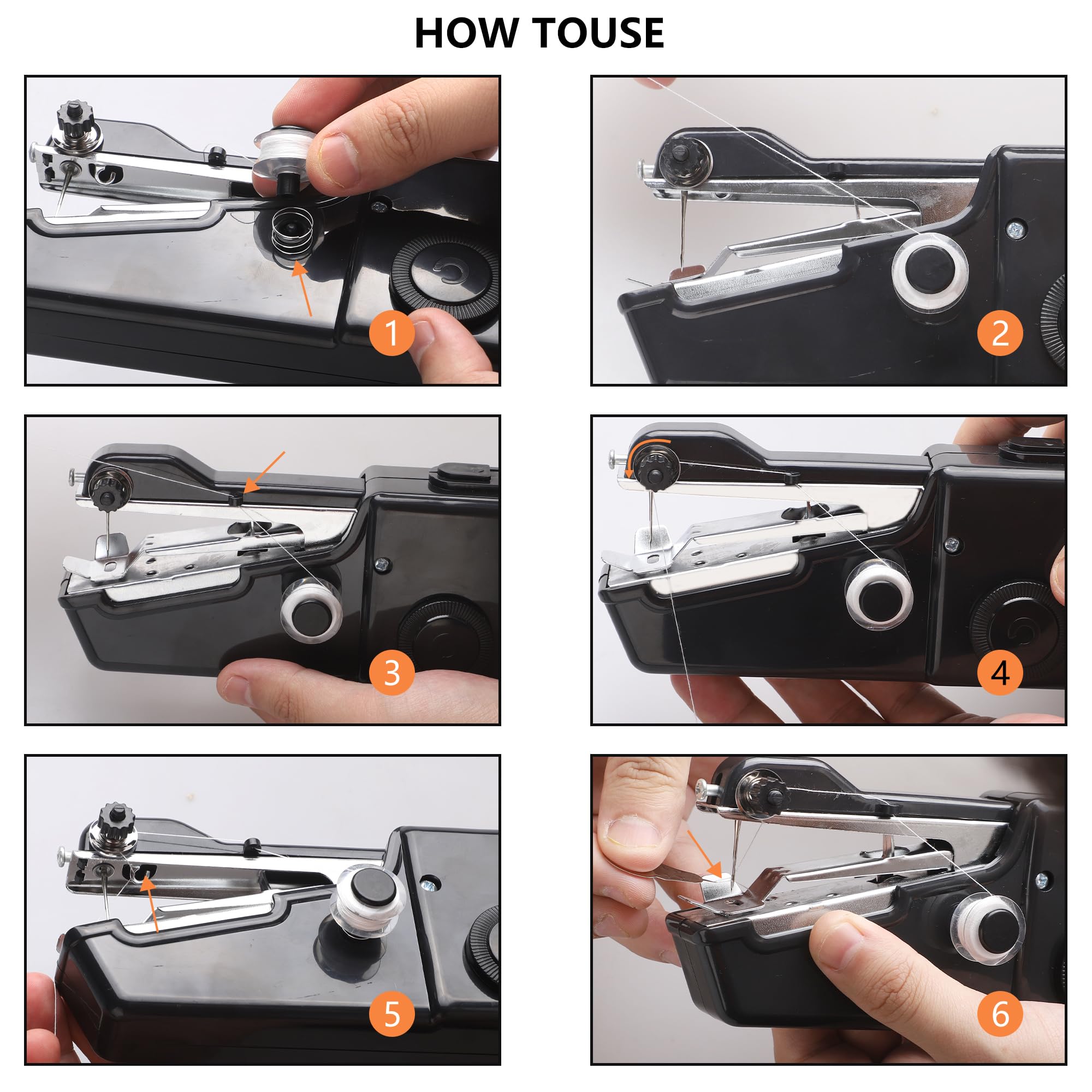 VAKS Mini Handheld Sewing Machine, Portable Electric Sewing Machine for Beginners Easy to use and Quick Stitching Suitable for Clothes, Fabrics and DIY Home Travel, Black