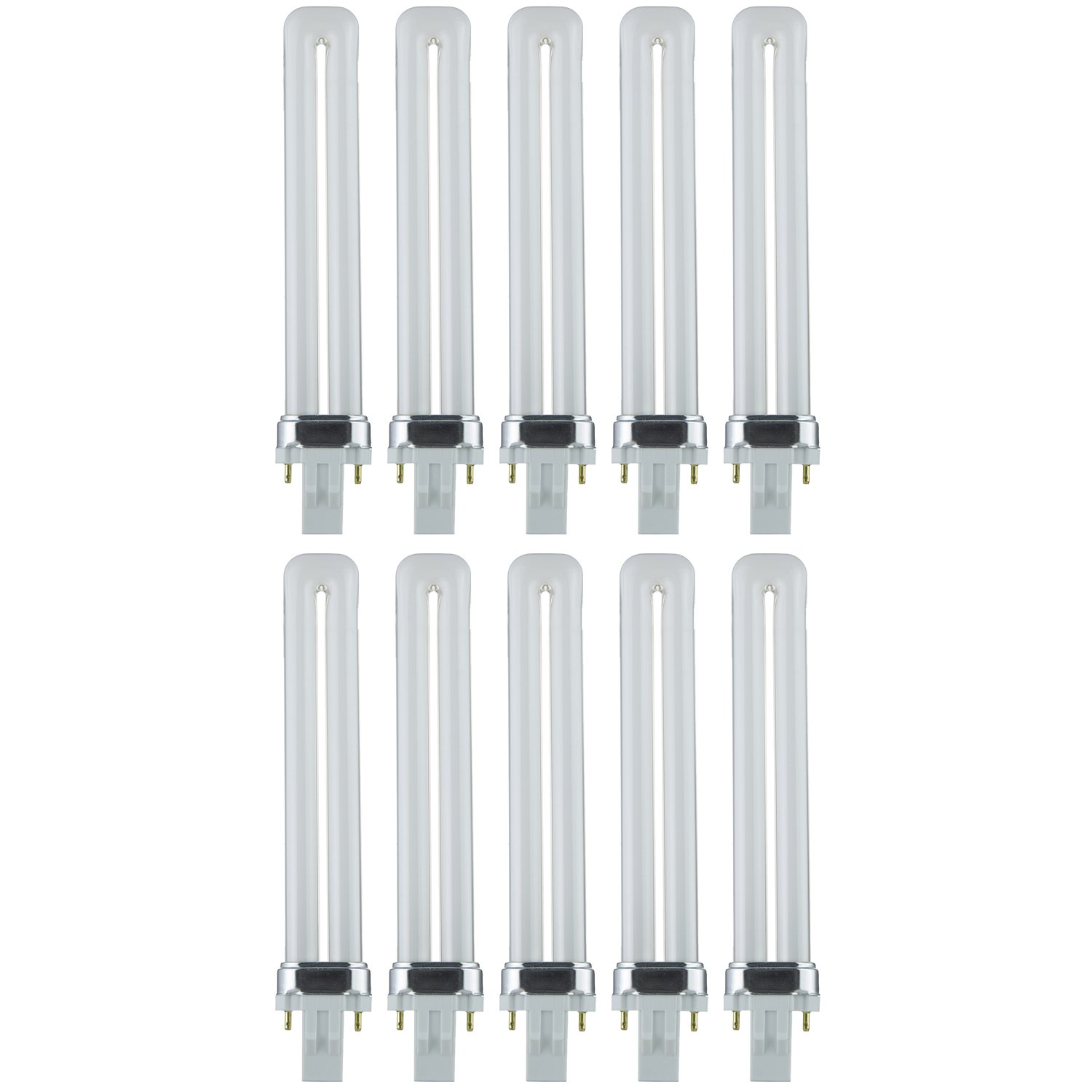 Sunlite PL13/SP41K/10PK 2-Pin Fluorescent 13W 4100K Cool White U Shaped PL CFL Twin Tube Plugin Light Bulbs with GX23 Base (10 Pack)