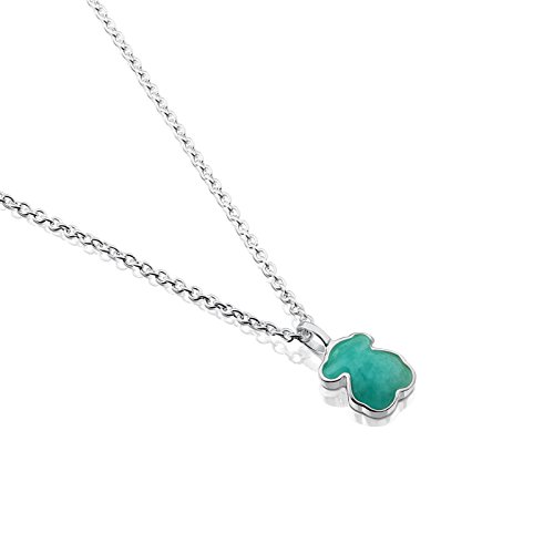 TOUS Sterling Silver Necklace for Women with Amazonite, Size: 1.1 cm. Length: 45 cm., Color Collection