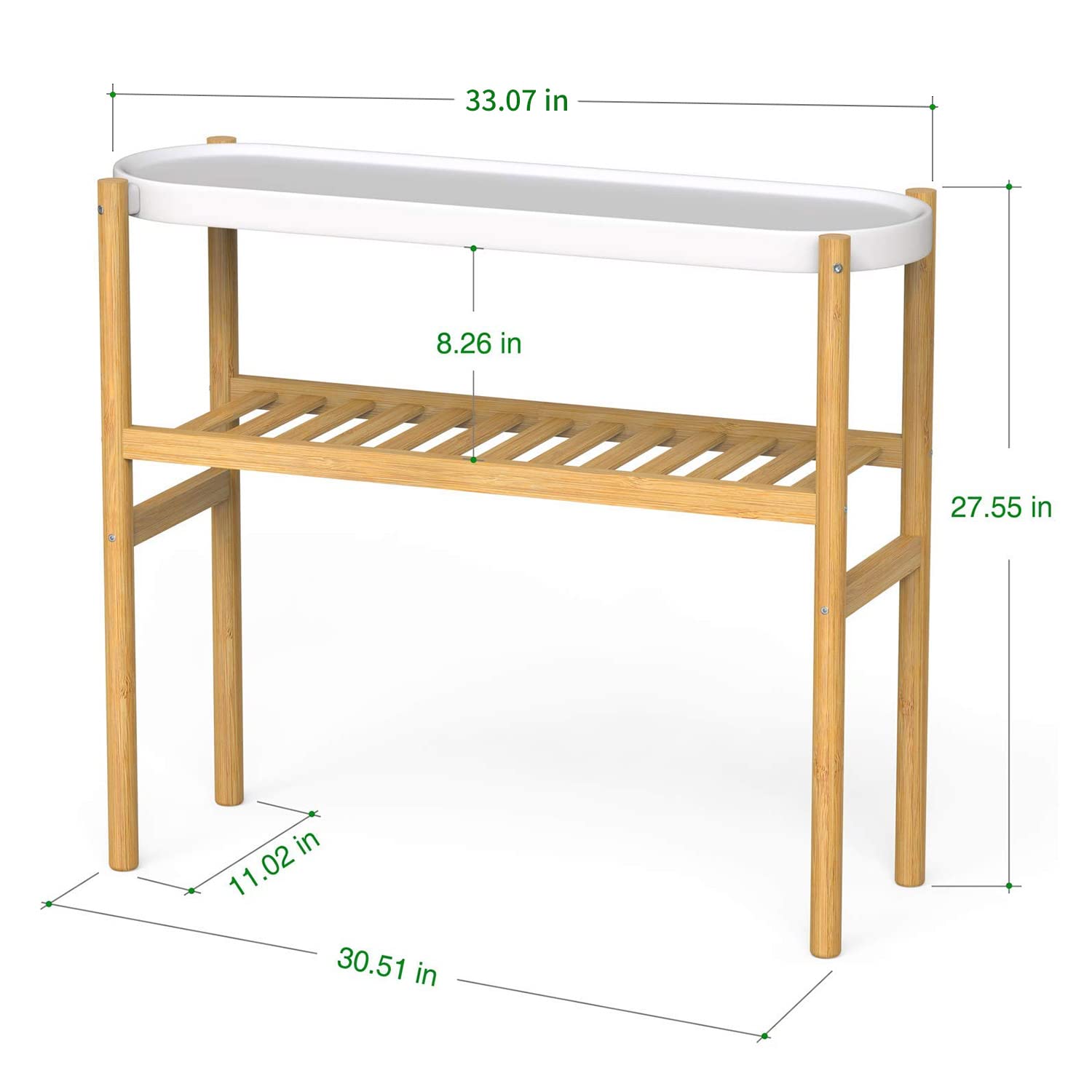 Wisuce Bamboo Shelf Indoor, 2 Tier Window Tall Stand Table for Multiple Plants