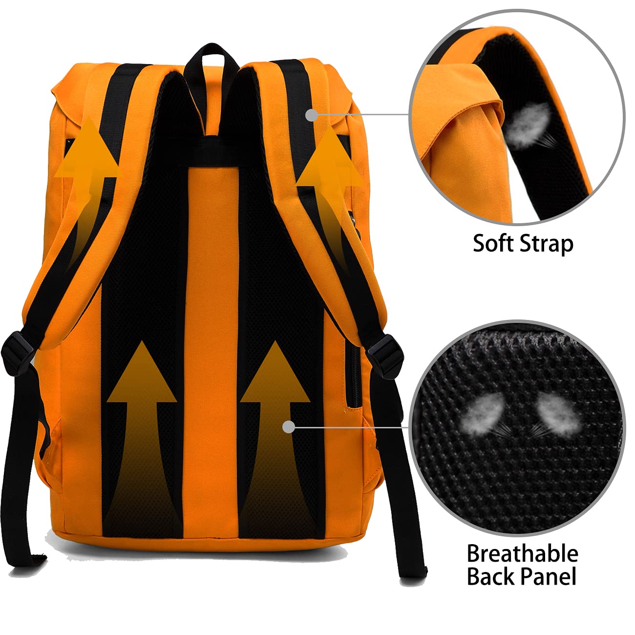 VASCHY Backpack for Men, Casual Water-resistant Hiking Camping Daypack Rucksack Travel School Backpack Drawstring Bookbag for College Fits 15.6inch Laptop (Yellow)