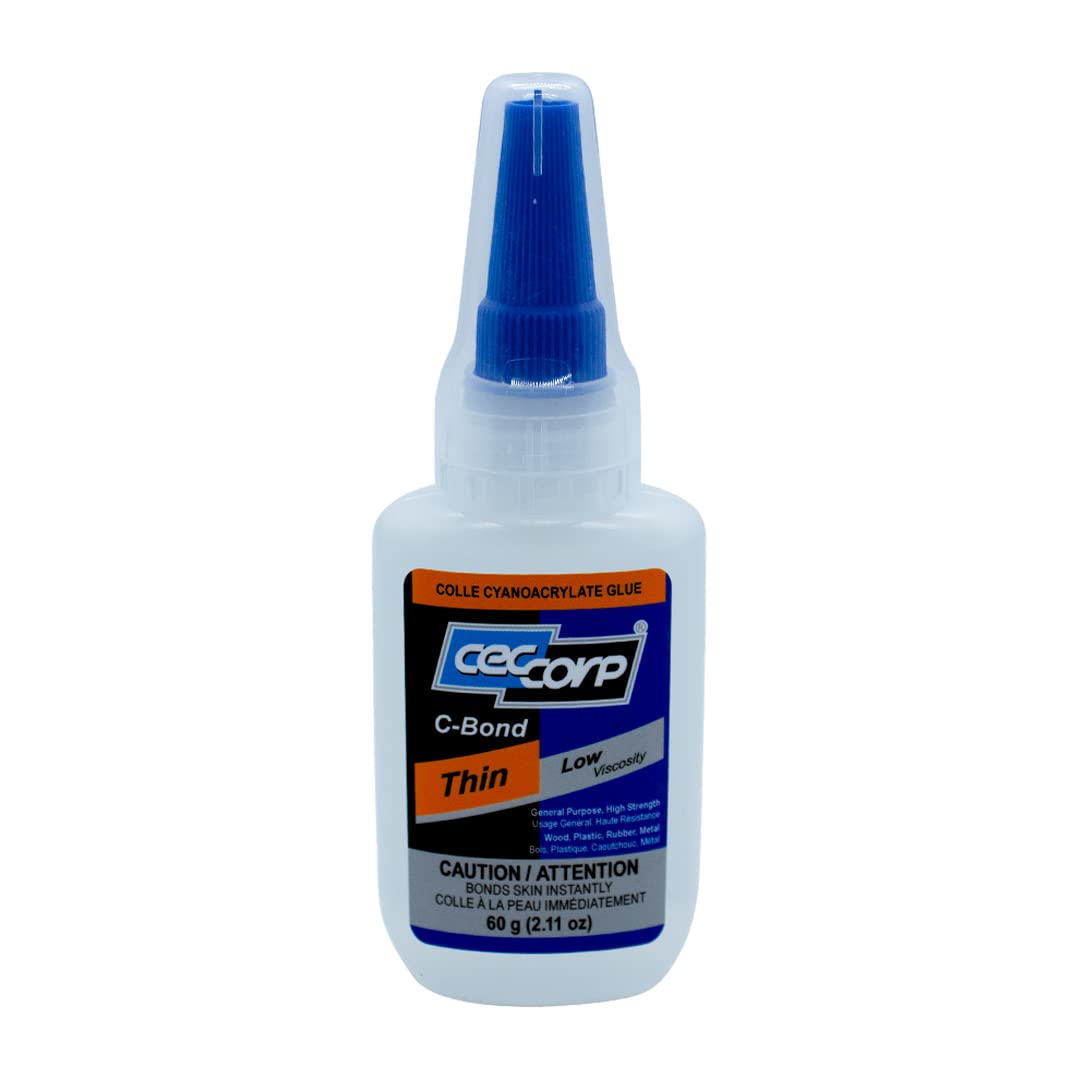 Super Glue C-Bond Thin Cyanoacrylate Adhesive by CECCORP – (60 Grams / 2.11 oz.) – All Purpose CA Glue