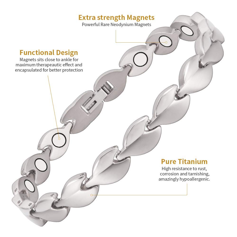 Wollet Titanium Magnetic Anklet Ankle Bracelet for Women with Magnets Jewelr