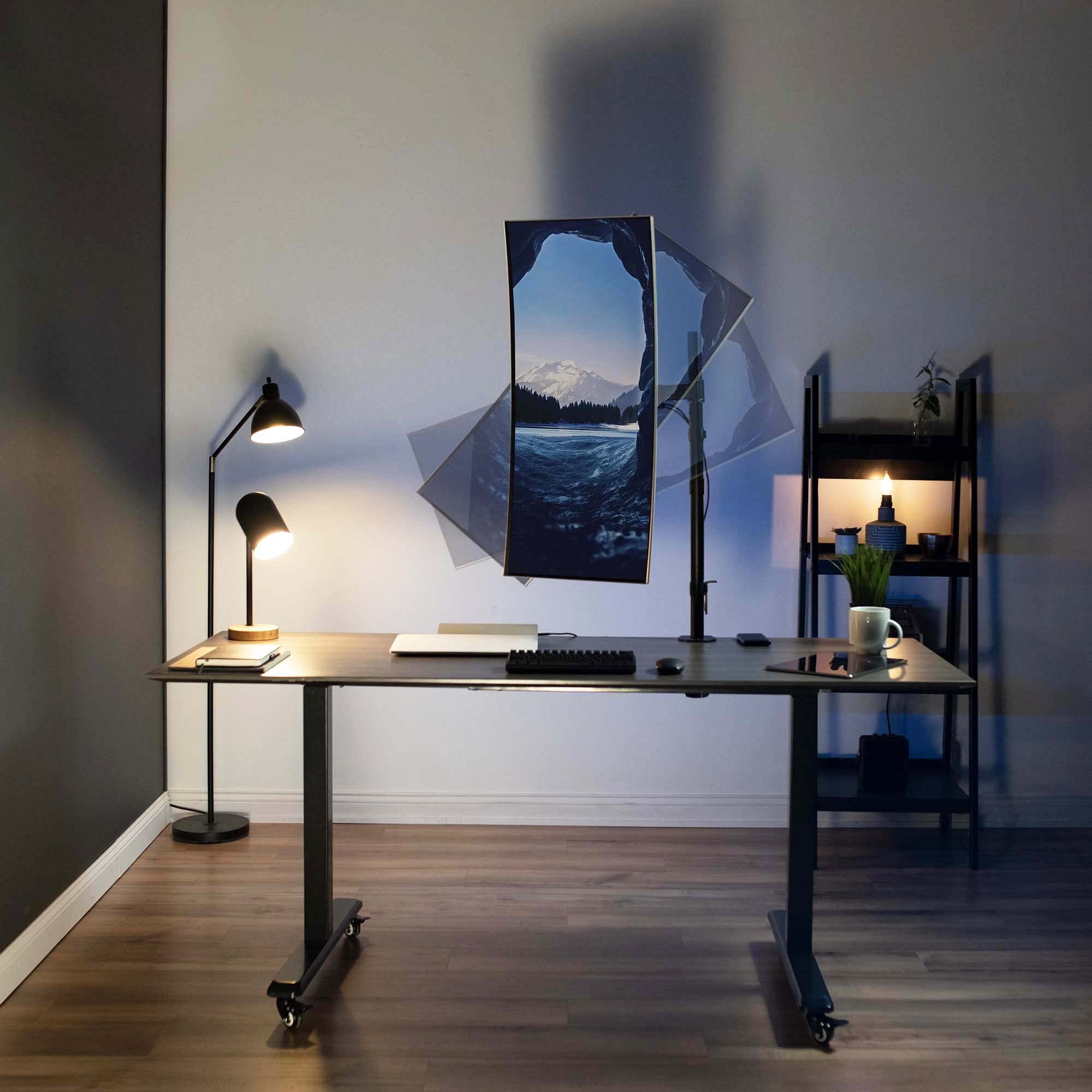 VIVO Single Monitor Desk Mount, Extra Tall Fully Adjustable Stand for 1 LCD Screen up to 32 inches, Ultra Wide Screens up to 38 inches, 22 lbs Capacity, STAND-V001T