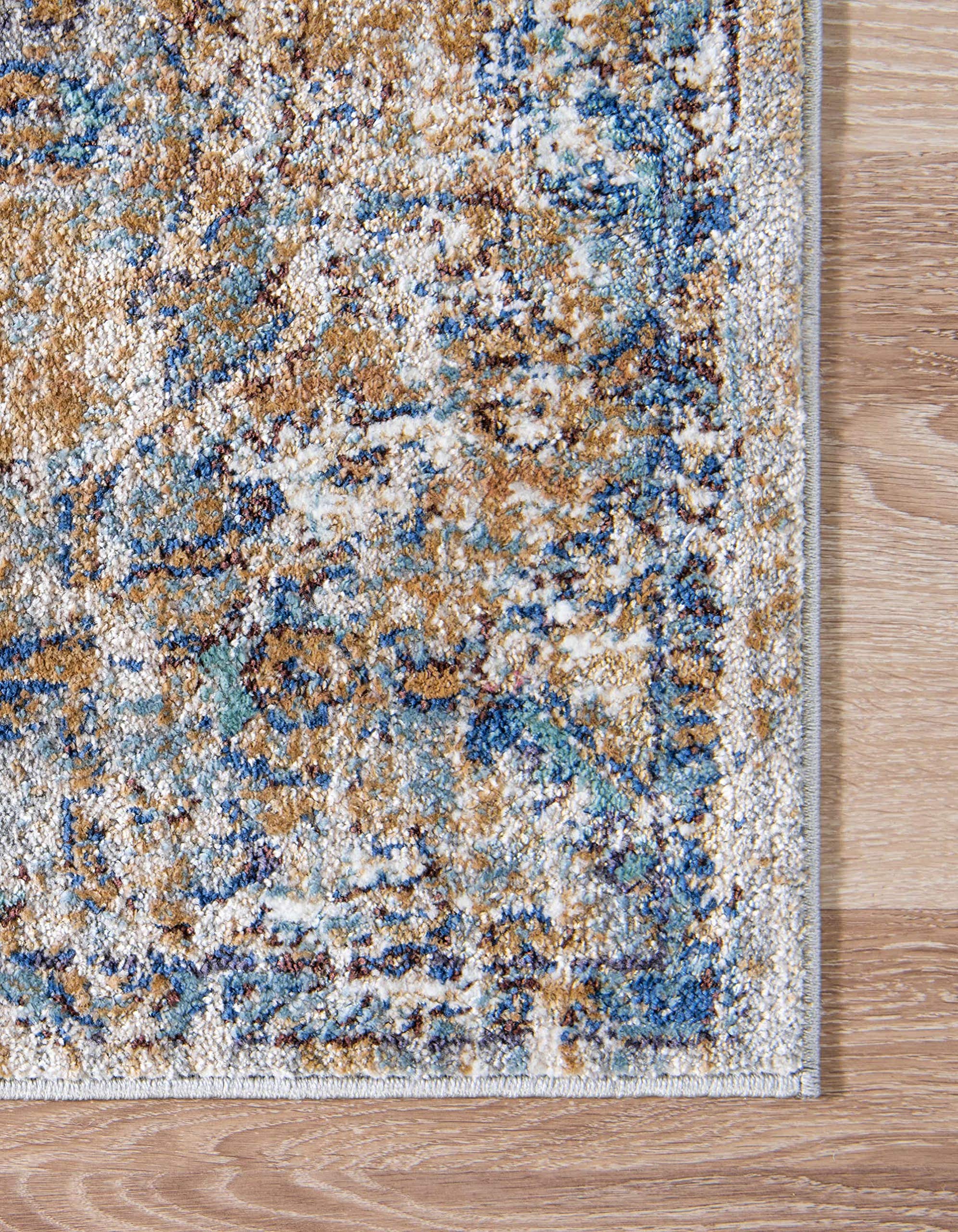 Unique Loom Augustus Collection Rustic Traditional, Bohemian Area Rug, 3' 3" x 5' 3", Tan/Blue