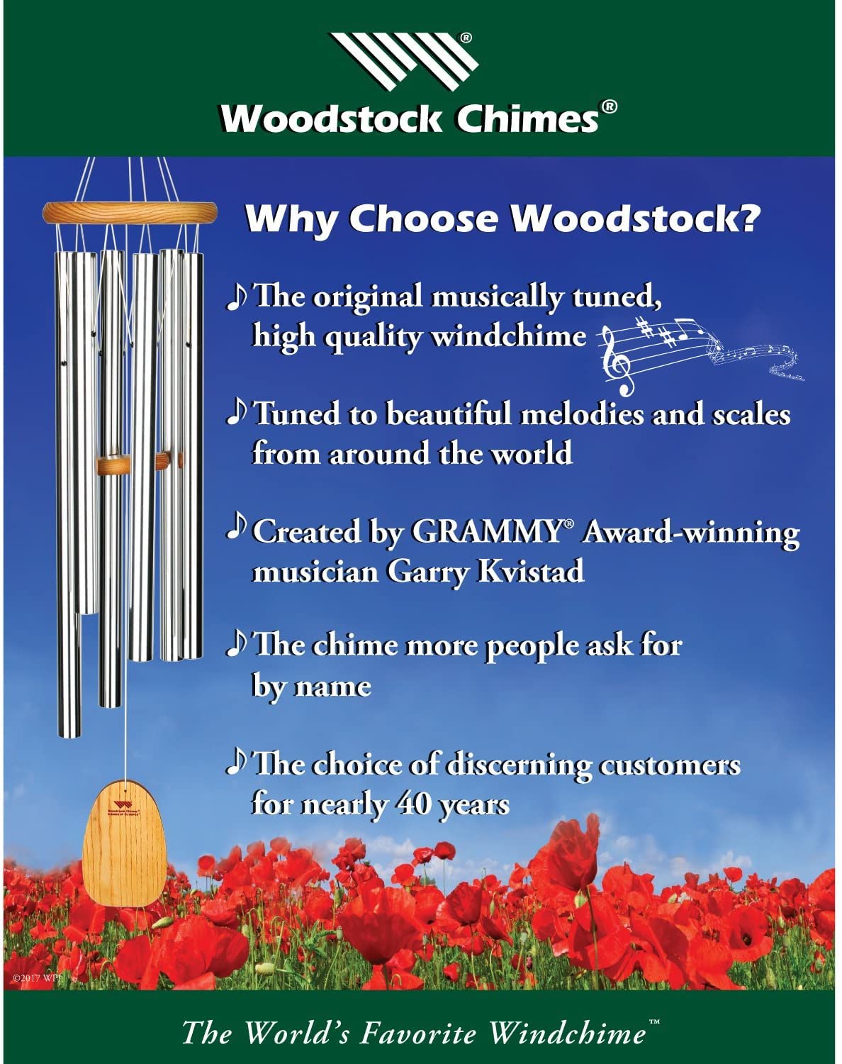Woodstock Chimes Chakra Chime - Seven Stones - Teak Finish