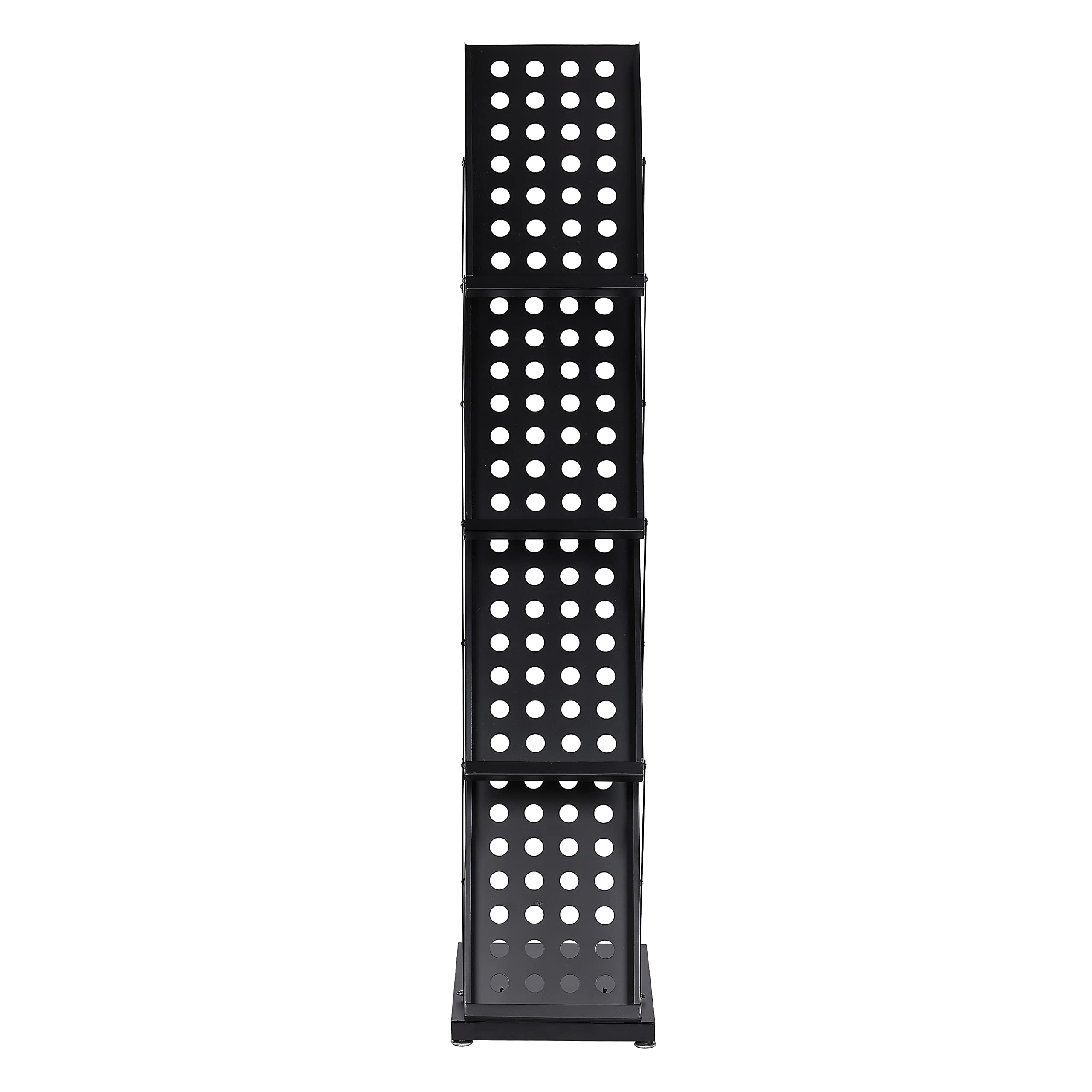 WERTIRUNG Brochure Magazine Catalog Literature Display, Literature Catalog Rack with Carrying Bag, Foldable Magazine Stand for Office Retail Store and Exhibition Trade Show, 4 Pockets (Black)