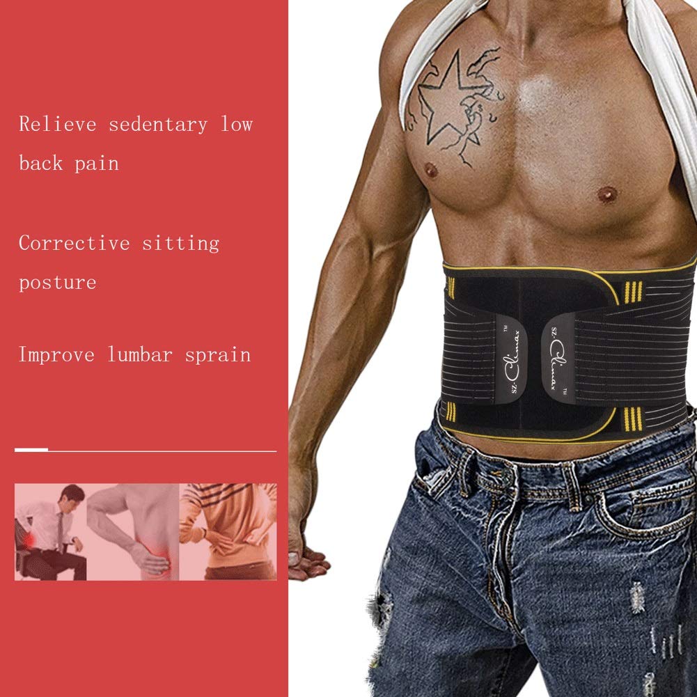 ZFF Lumbar Support Belt Brace,Dual Adjustable Lower Back Support Belt for Exercise Sports & Work Pain Relief and Injury Prevention (Size : XL)