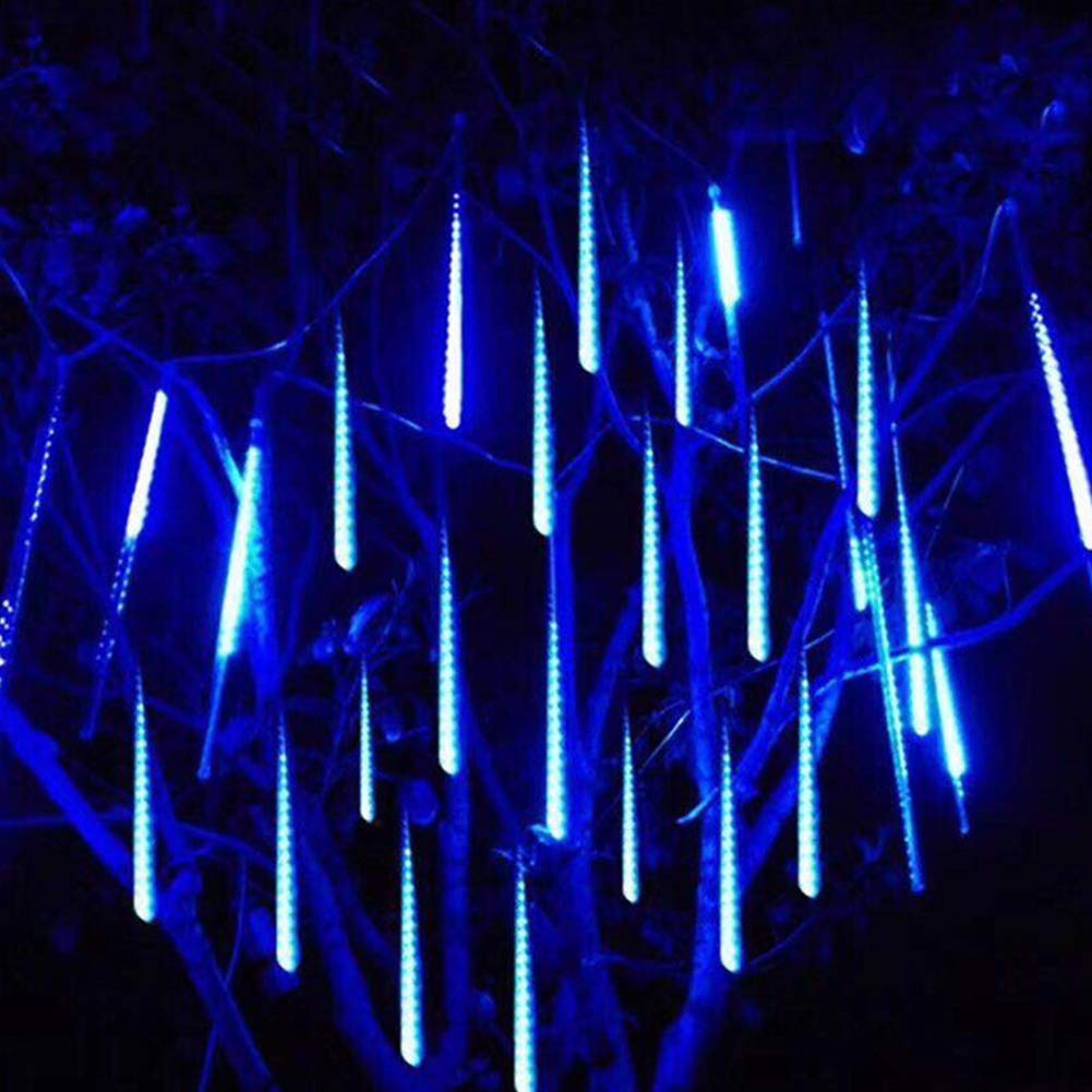 Twinkle Star Meteor Shower Rain Lights, 30cm 8 Tubes 288 LED Valentine Iciclelights Snow Falling Christmas Lights Outdoor Raindrop Lights, Xmas Wedding Party Tree Holiday Decoration, Blue