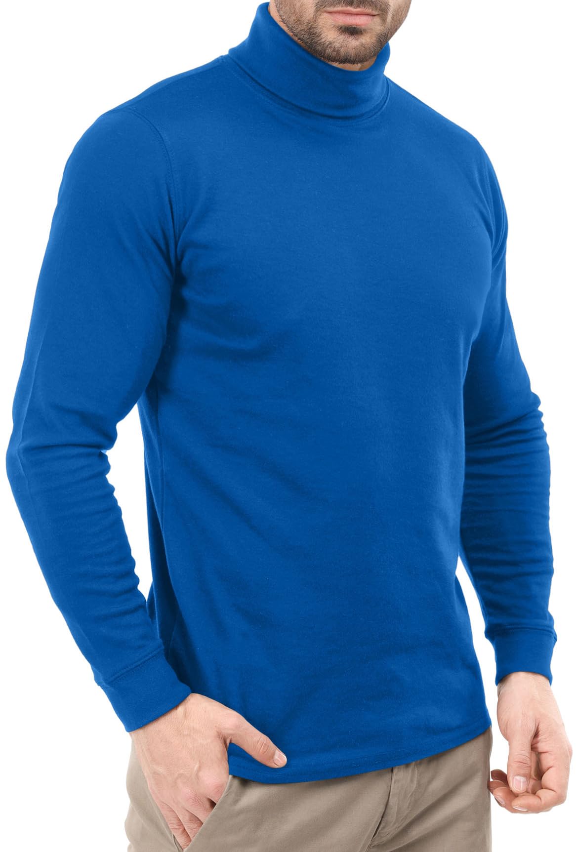 Utopia Wear Men's Turtleneck Slim Fit Lightweight Pullover Top, Medium, Royal Blue