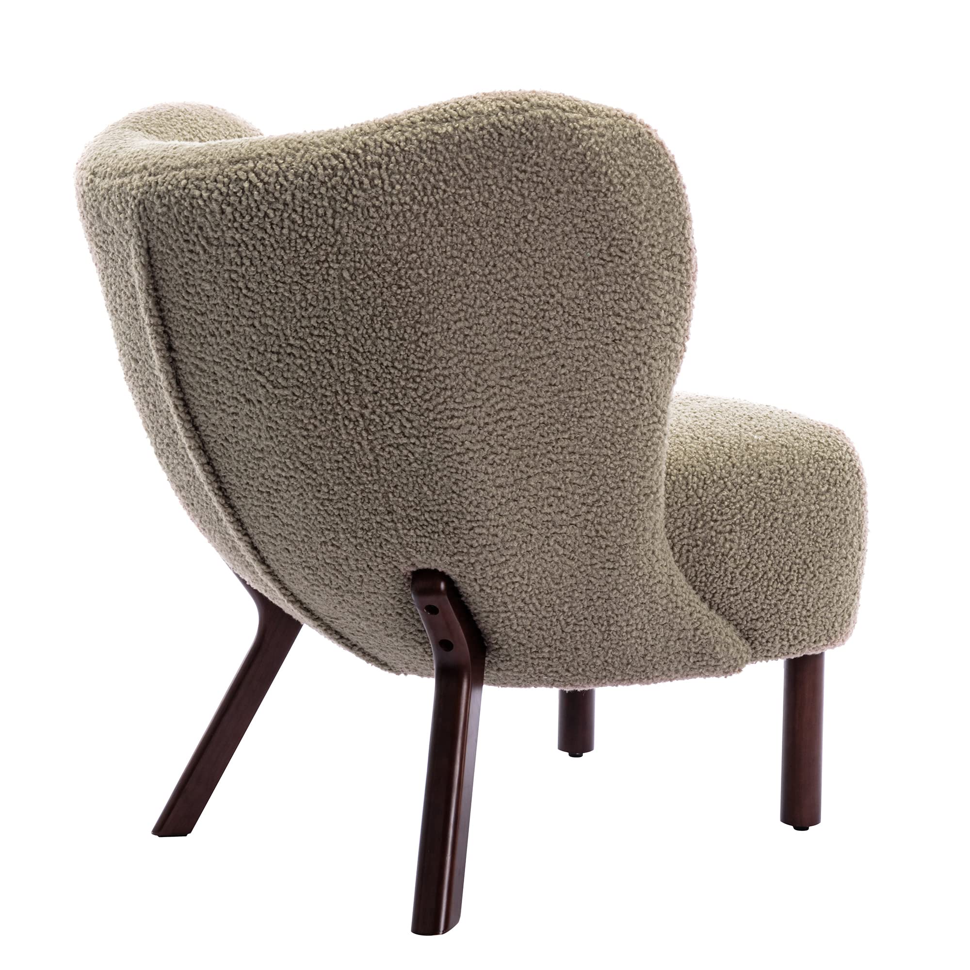 ViolaDresses Modern Accent Chair Lambskin Sherpa Wingback Tufted Side Chair with Solid Wood Legs for Living Room Bedroom,Light Brown