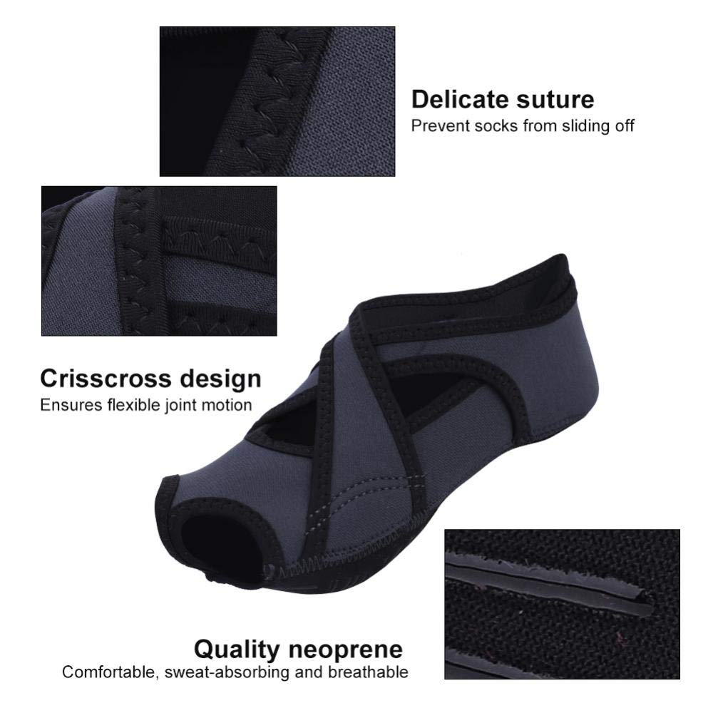 Yoga Socks With Toes Wrap Barre Dance Training Shoes With Grips(M Blue)