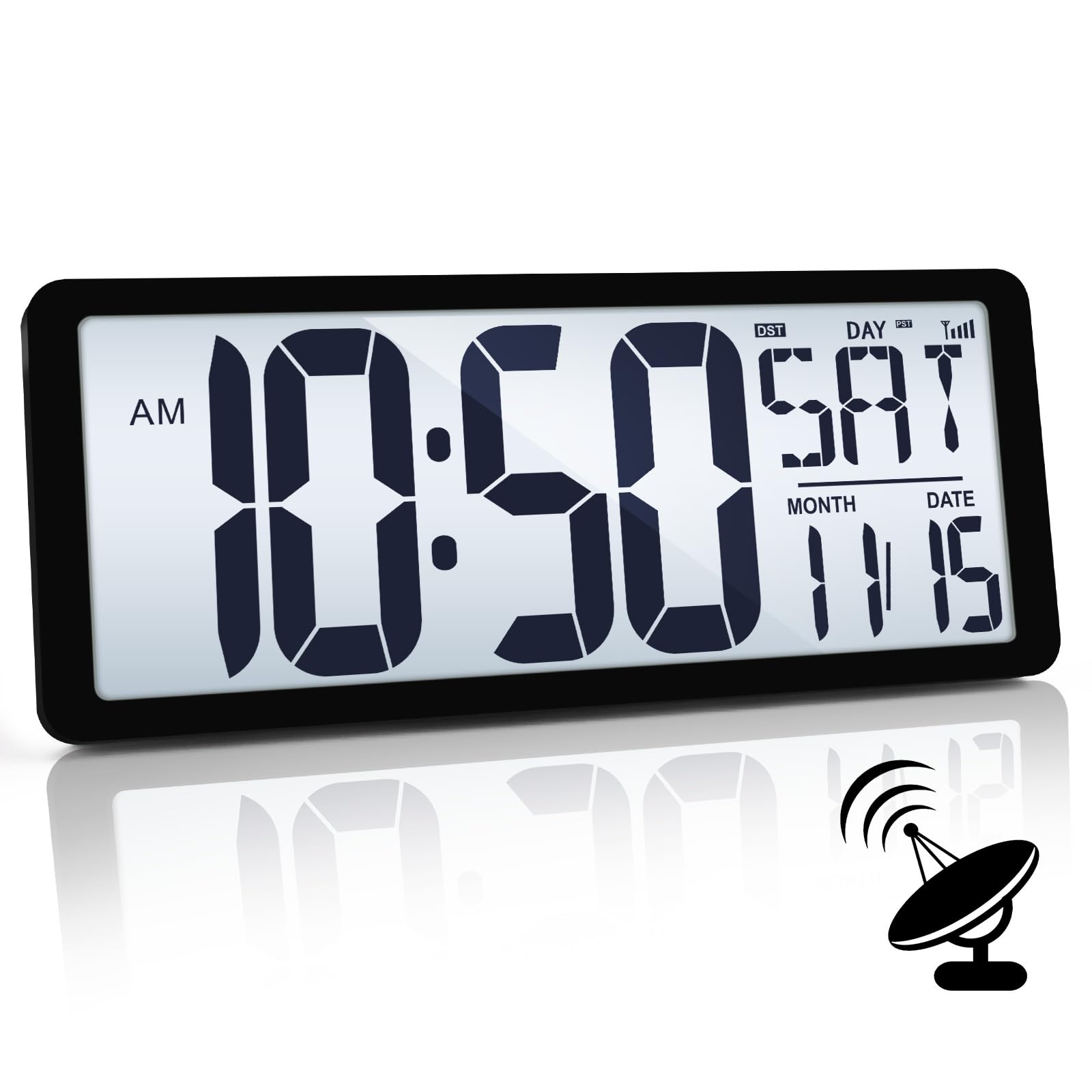 TXL Large Digital Wall Clock with Backlight, 14.17" Battery Operated Alarm Clock with Day, Date & Temperature, Jumbo Display Digital Count Up Down Timer Clock for Seniors, Home